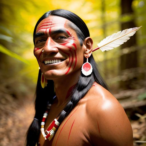 Human Chief wahoo, A young Native American hunter wi...