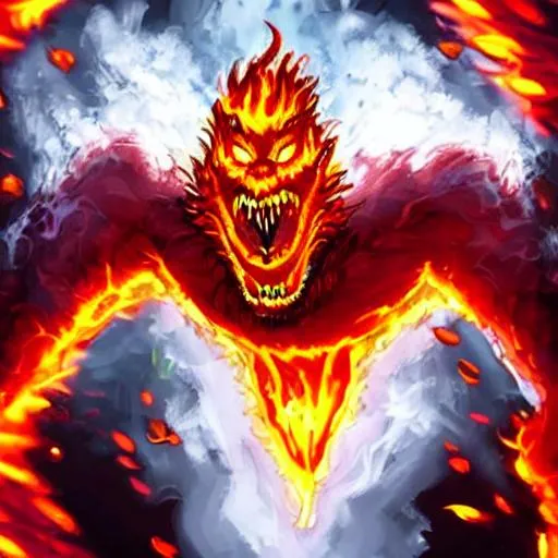 a cartoon fire elemental, made of fire, glowing, fir... | OpenArt