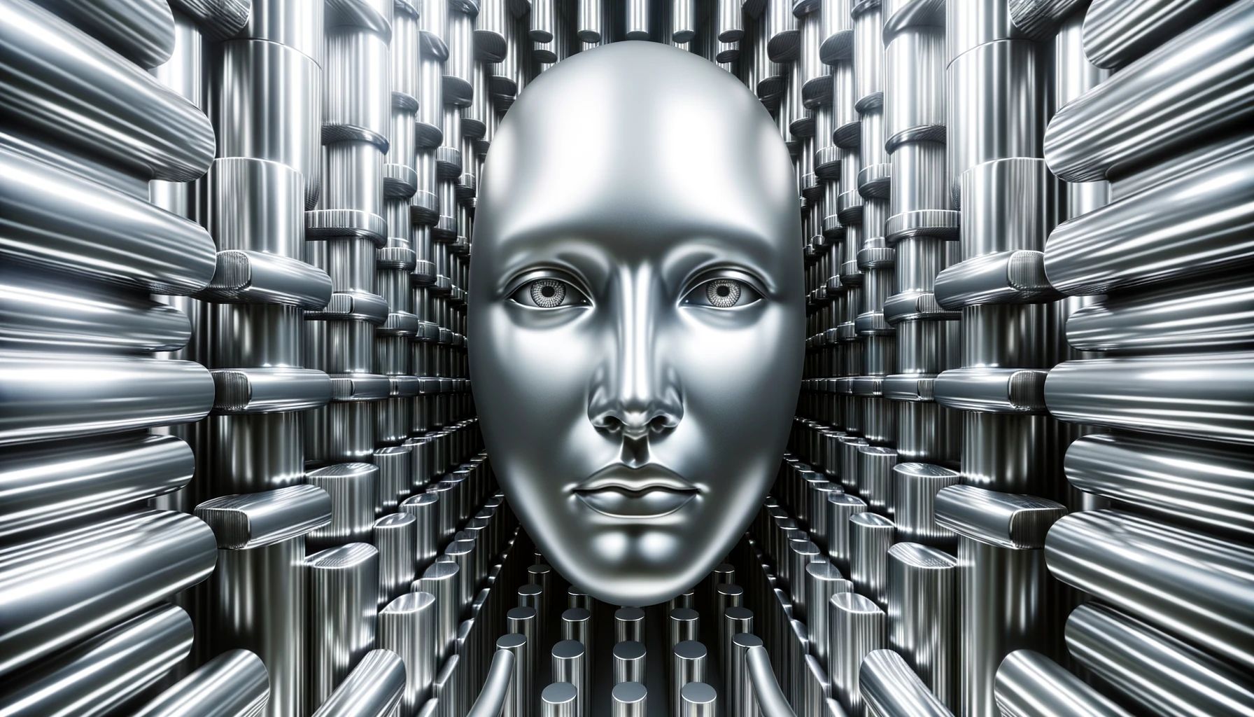 Wide image showcasing a smooth, metallic face positi...