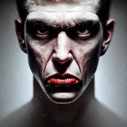 exploded men, in the style of Gottfried Helnwein, ex...