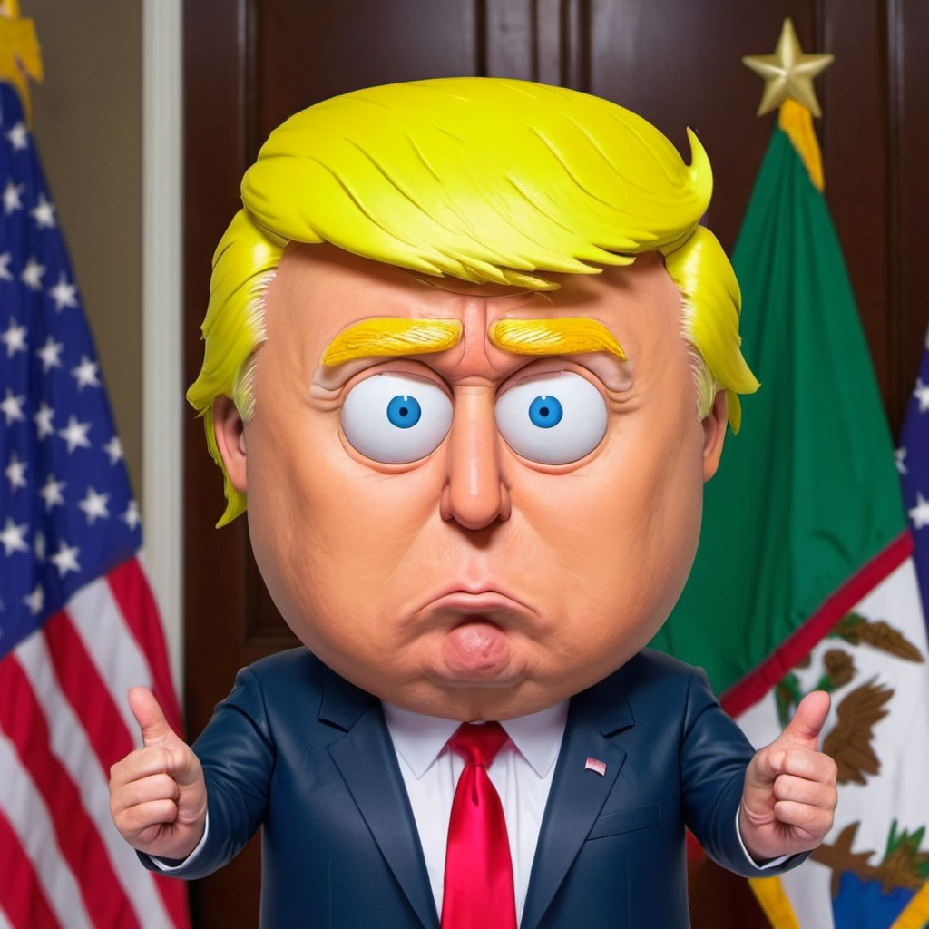 Trump character laughing hard