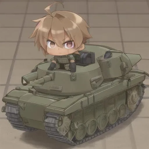 A chibi army man in a tank tan hair that is long | OpenArt