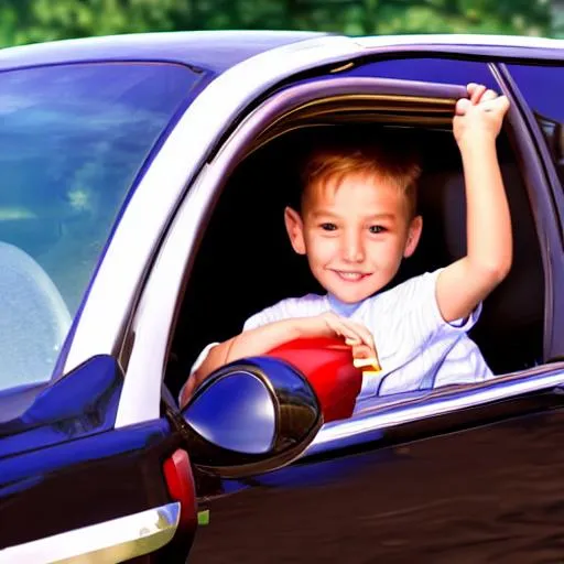 Kid driving a car