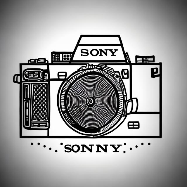 simple black and white line drawing logo of sony camera