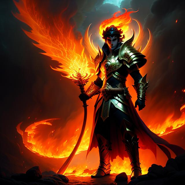 Godly Fire Elemental, In the palain of Fire, Fantasy... | OpenArt