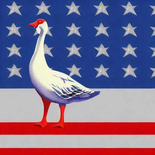 realistic goose usa flag behind it bright stars dull... | OpenArt