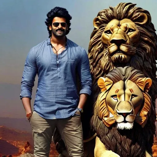 Prabhas with lion