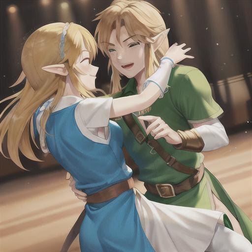 Link and Zelda dancing