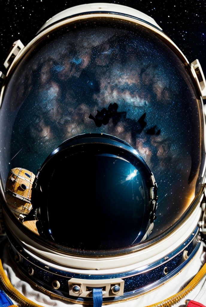 An closeup shot of an Astronauts Helmet in detail, w...