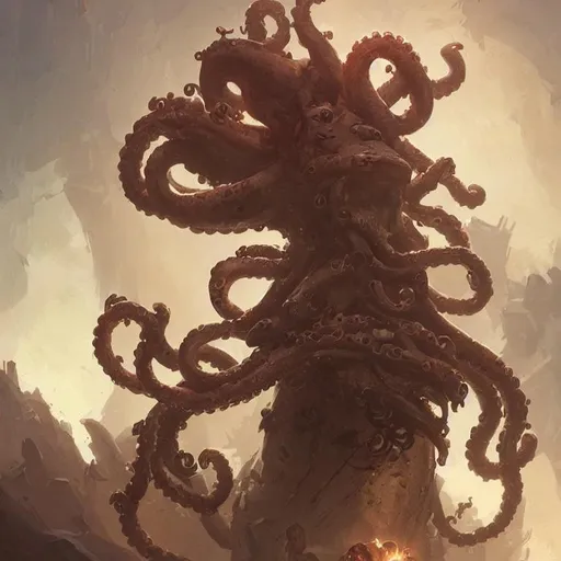 mastif, Dog with 8 tentacles, greg rutkowski, trendi...