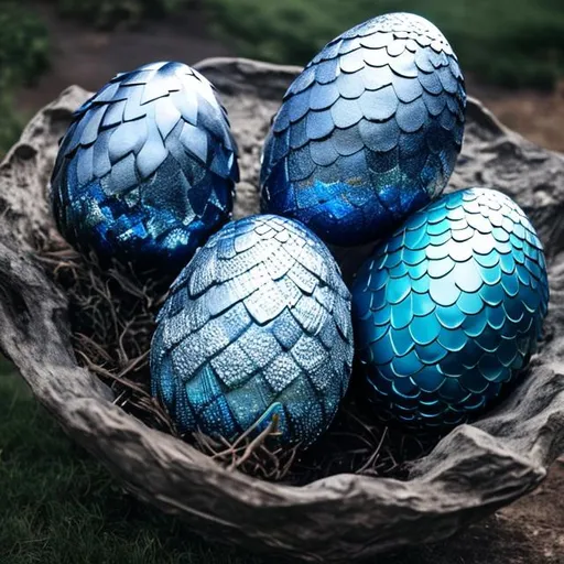 Blue and silver GOT dragon egg