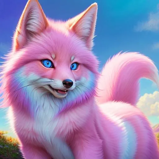 pink fox, realistic, epic oil painting, pastel color... | OpenArt