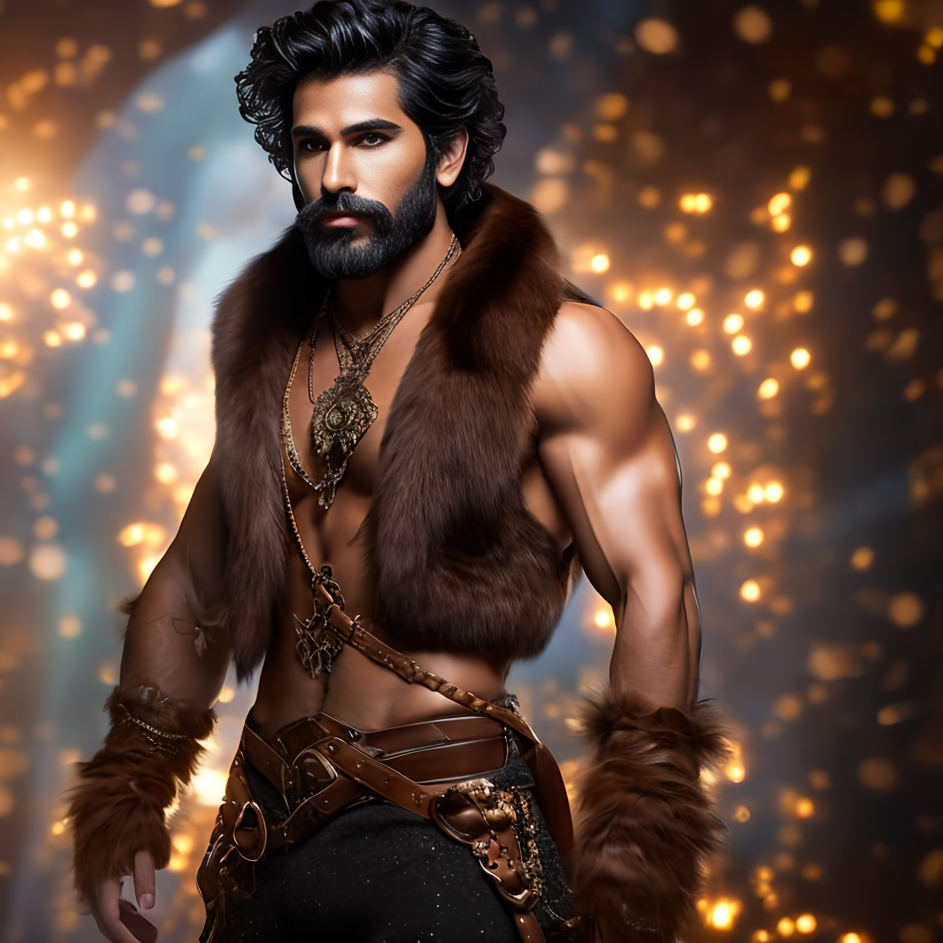 64K, UHD, full frame photograph of a fantasy fit mal...