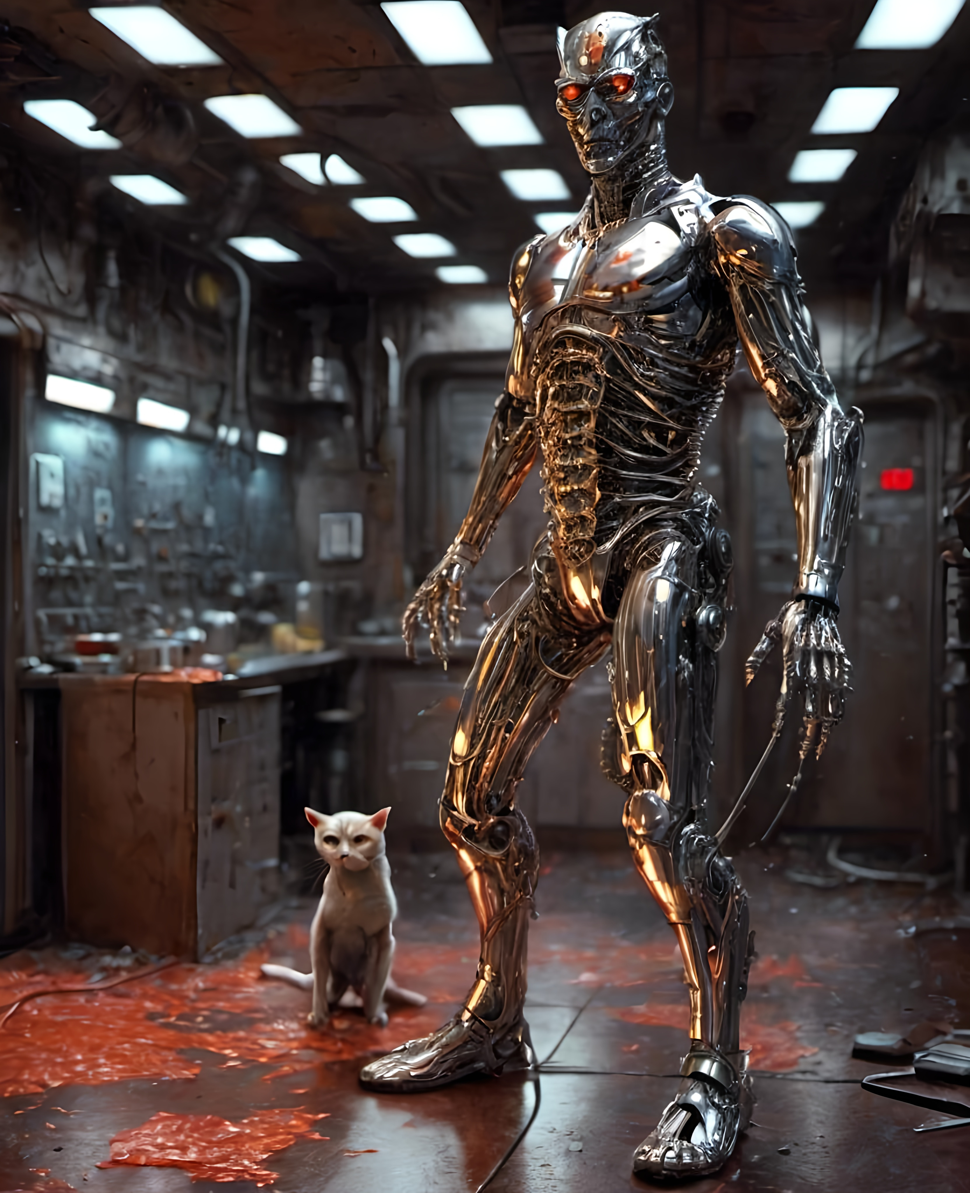 A cyborg T1000 liquid metal cat terminator like the...