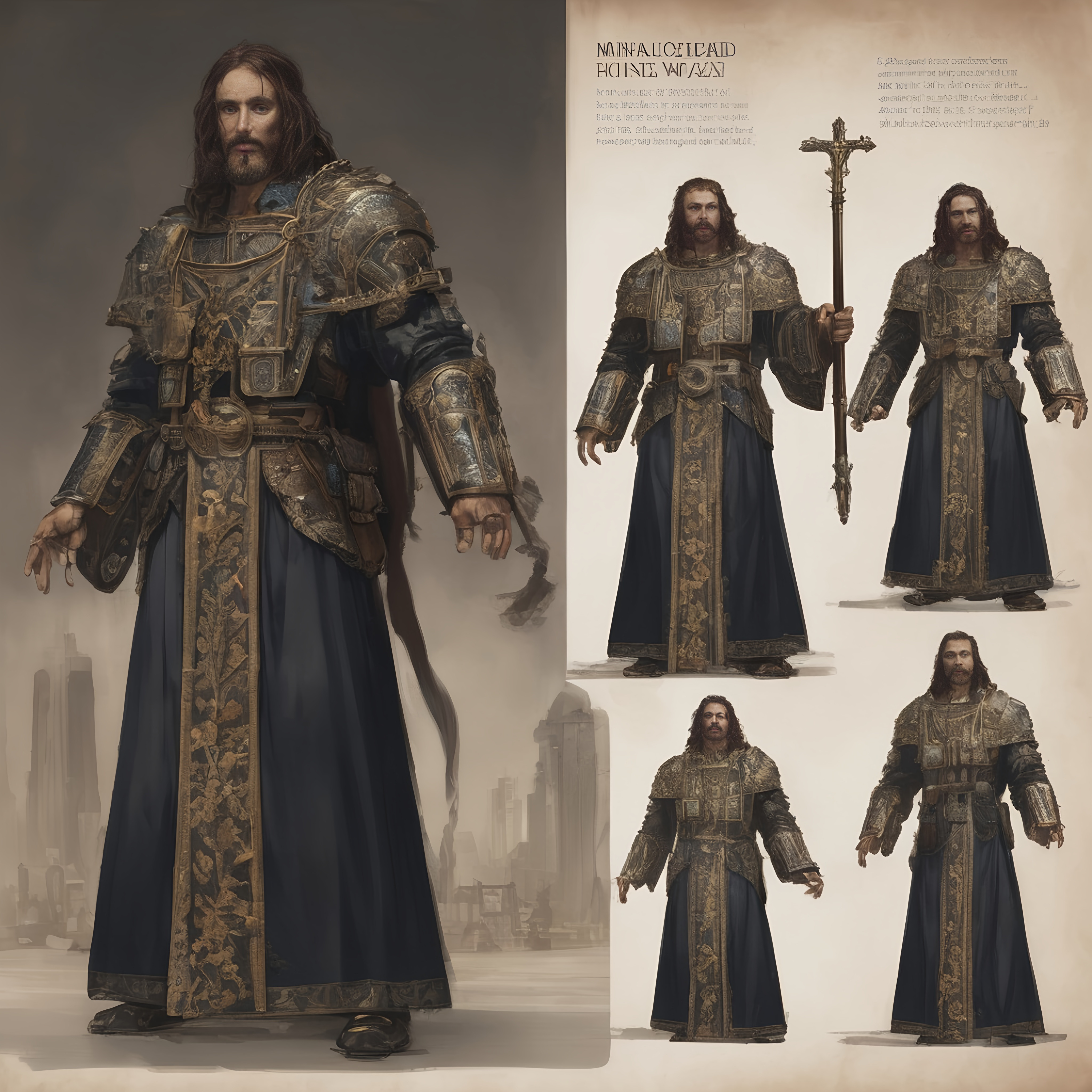 A full body portrait of Jesus Christ as a warhammer...
