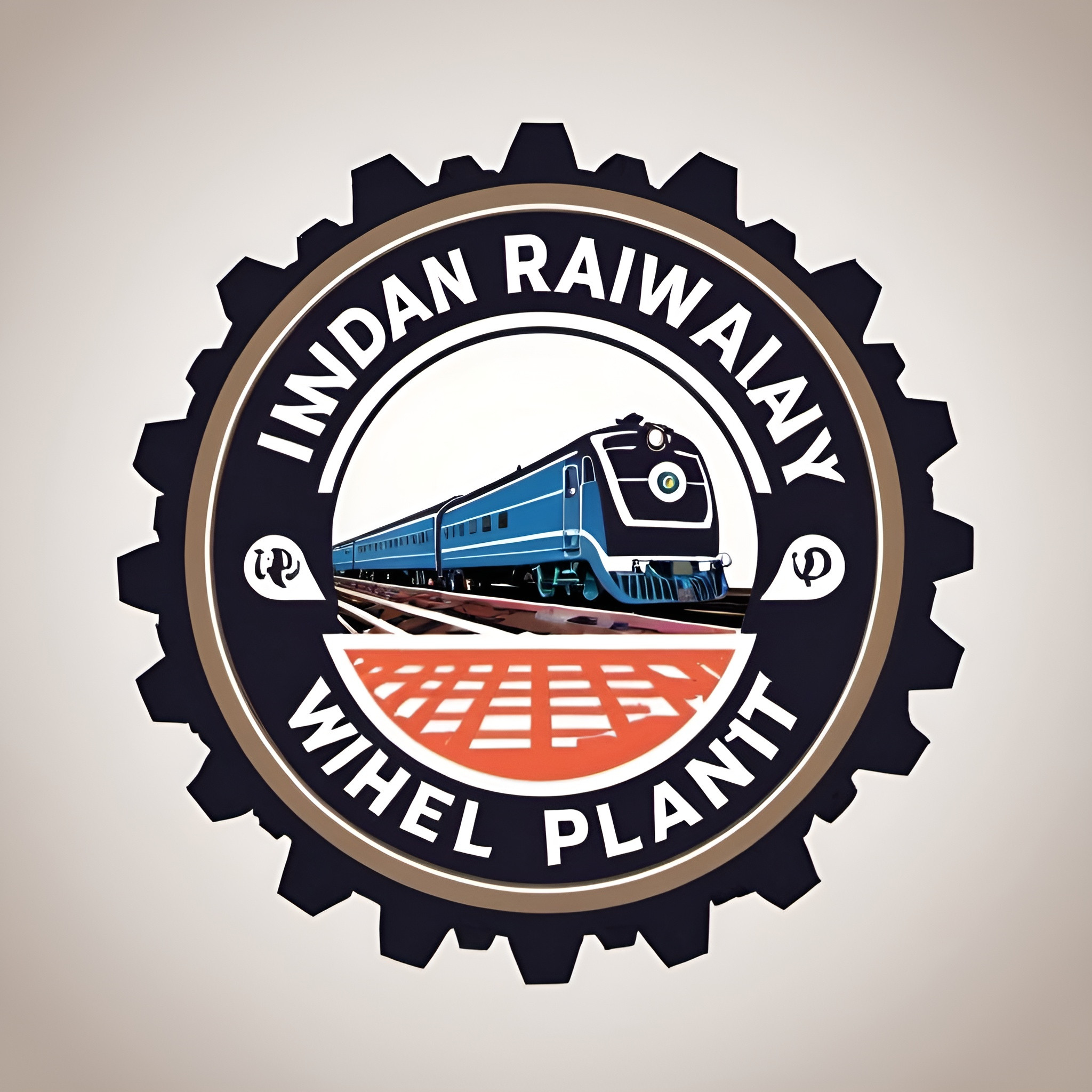 A logo for railway wheel plant where the text should...
