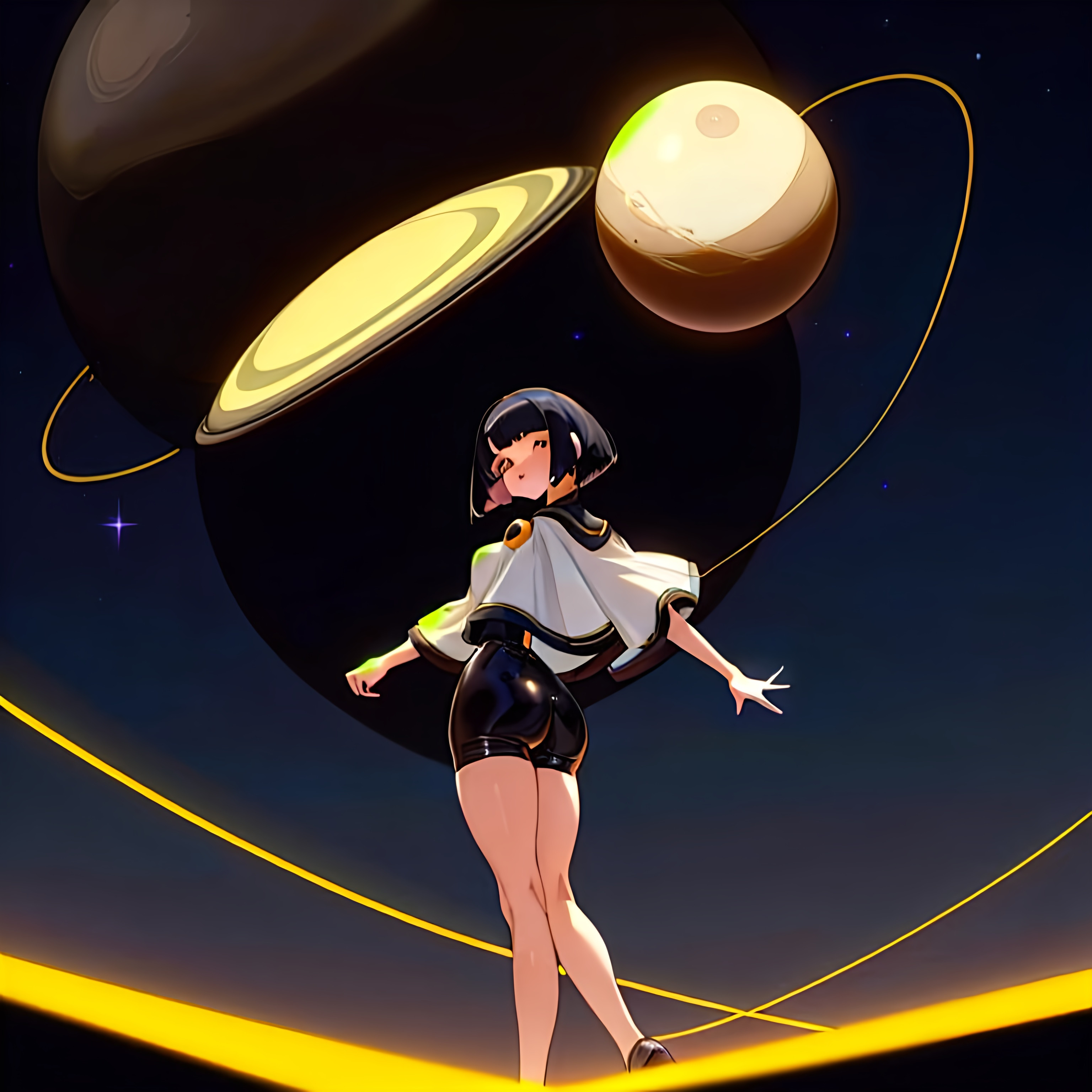 a lonely Pluto AI girl, very short, shortstack, wide... | OpenArt