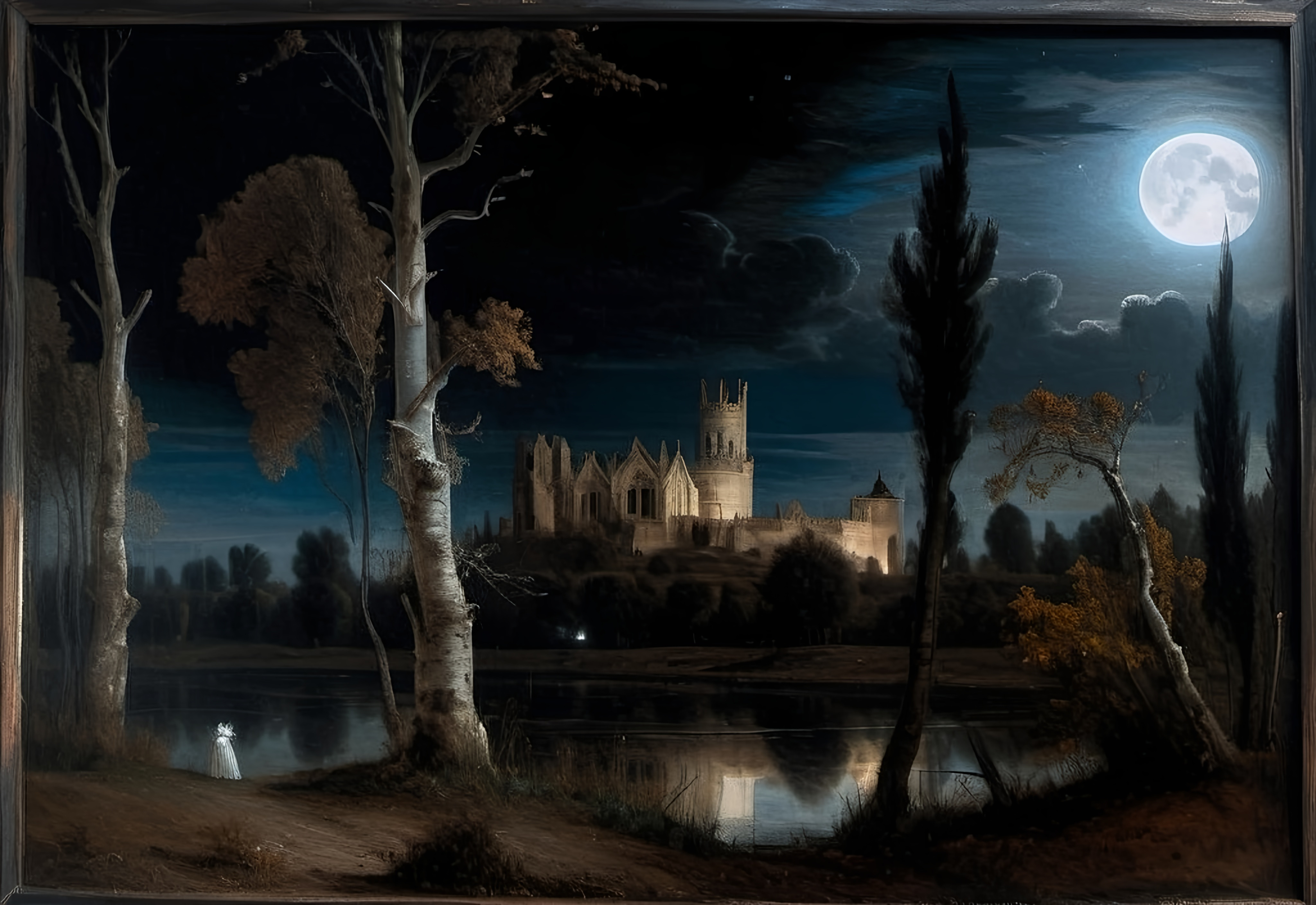 Act Giselle Ballet moon lit night cemetery landscape...