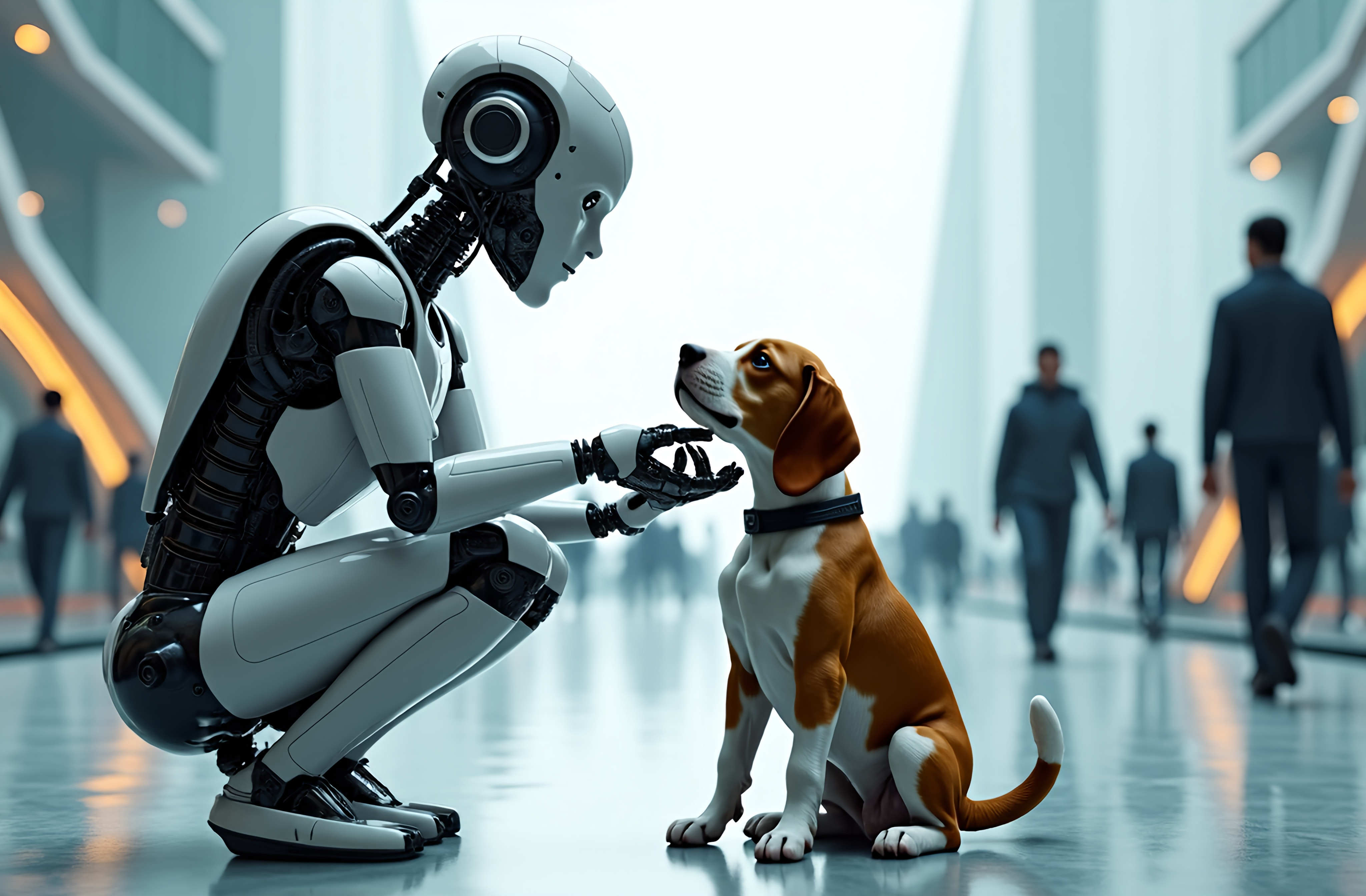 an ultra realistic image of a futuristic robot petti...