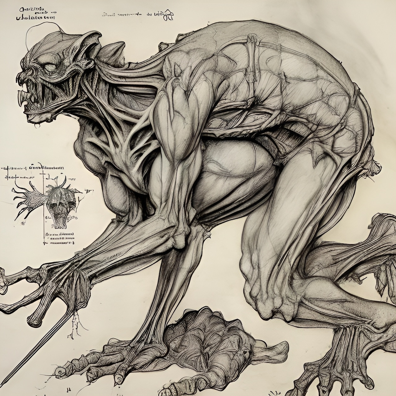 Anatomy of a gargoyle, dissection, Scientific illus... | OpenArt