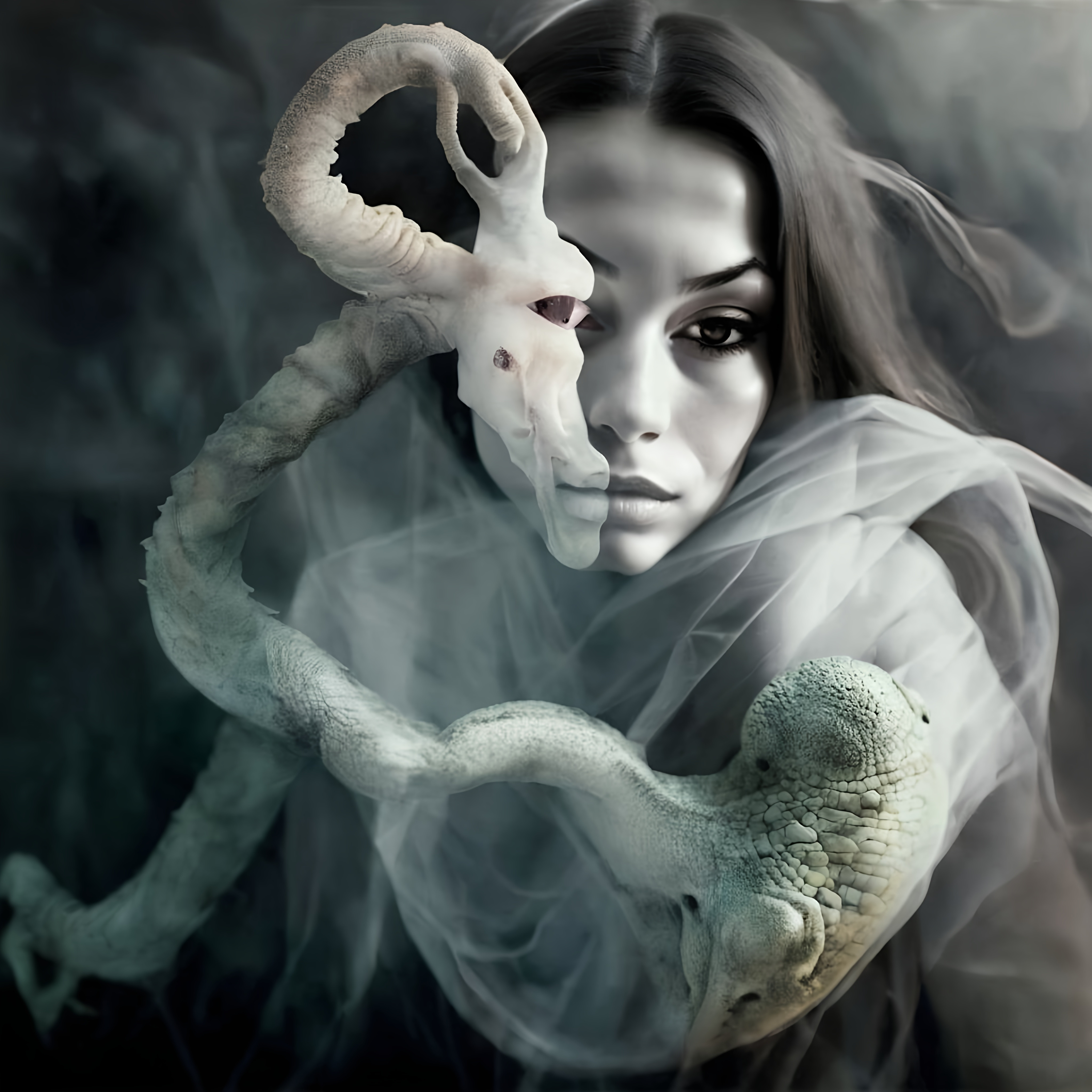 Biomorphic, nightmarish, distorted reality, monochro...