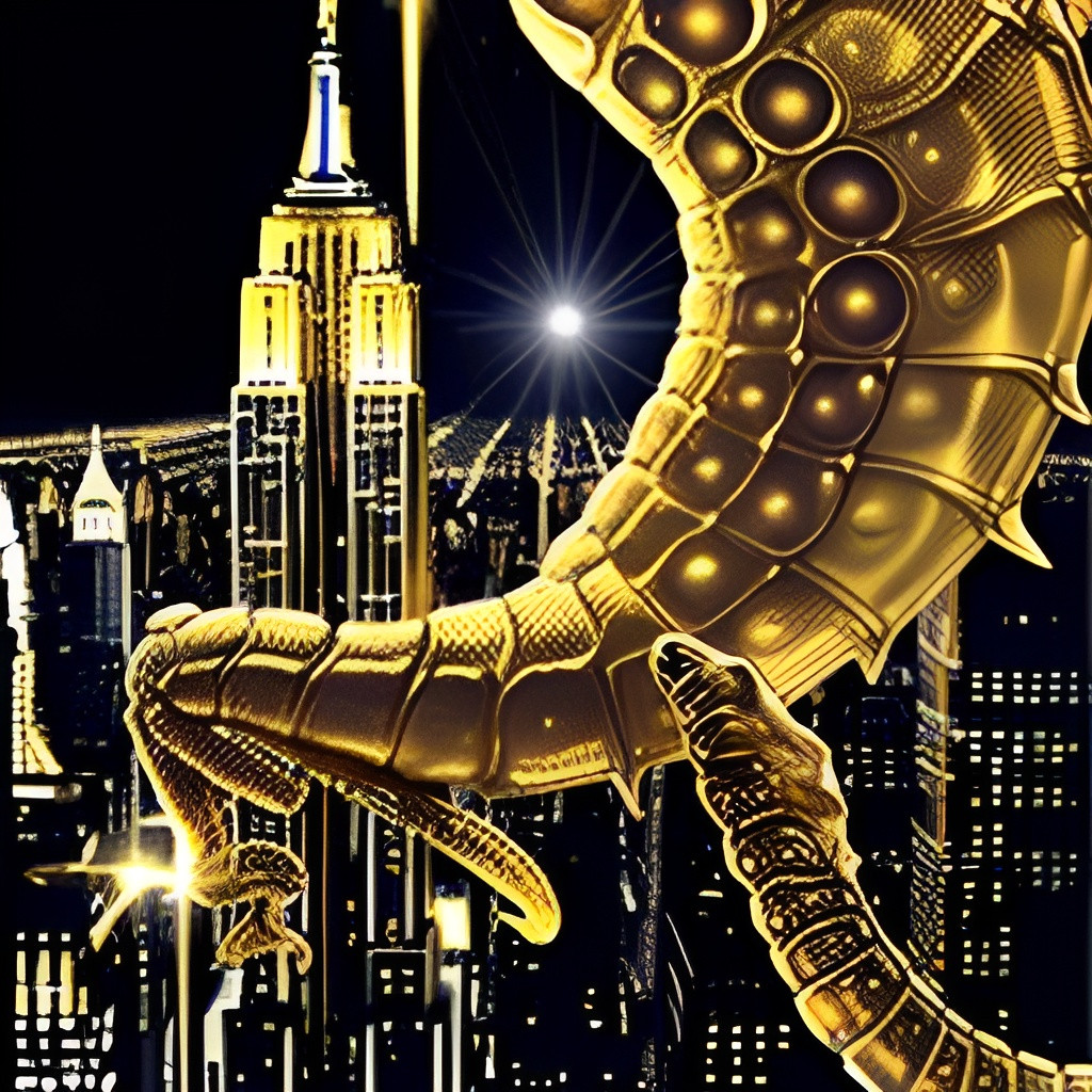 Brilliant golden reptilian skin an alien cephelopod...