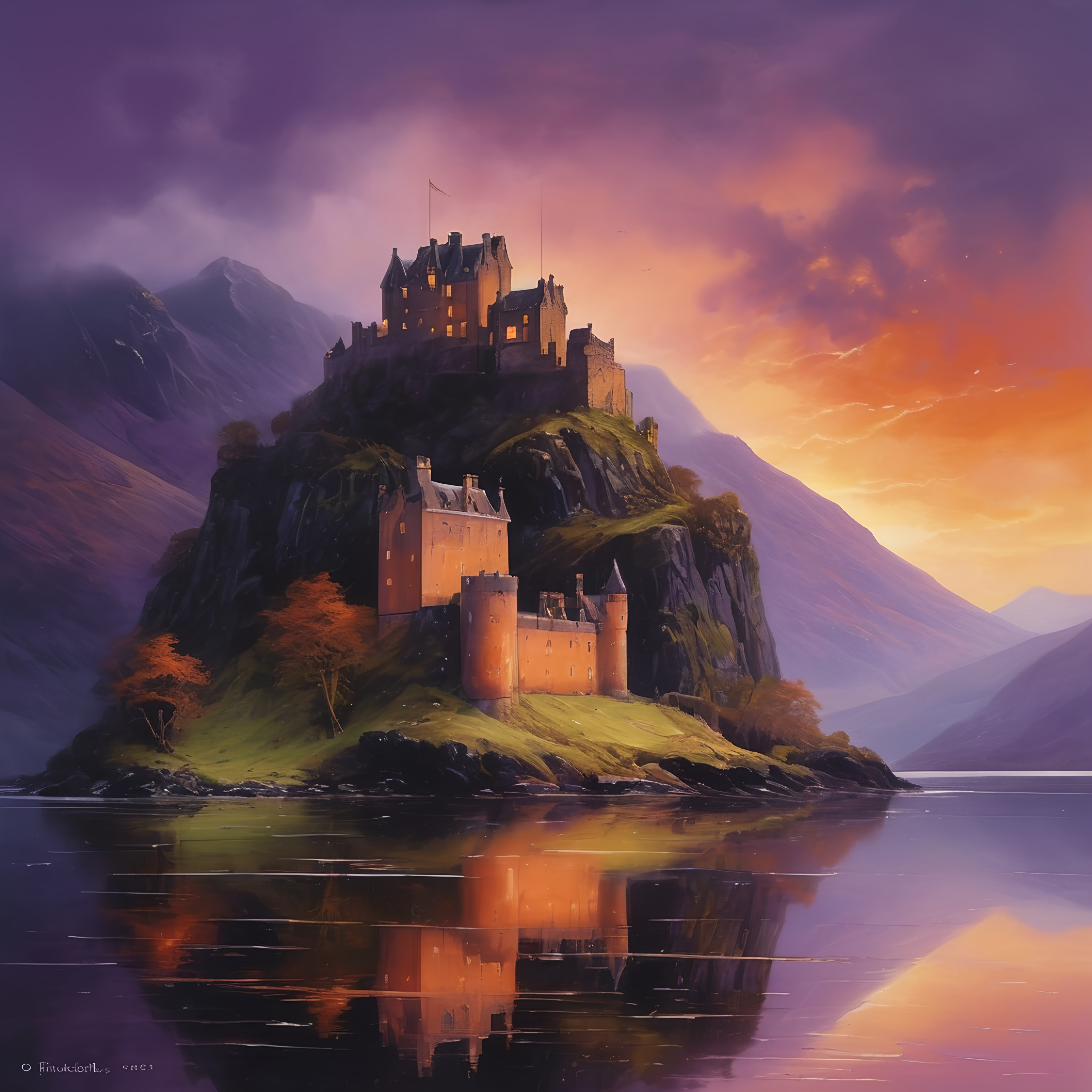Evocative Scottish castle complex, magnificently per...