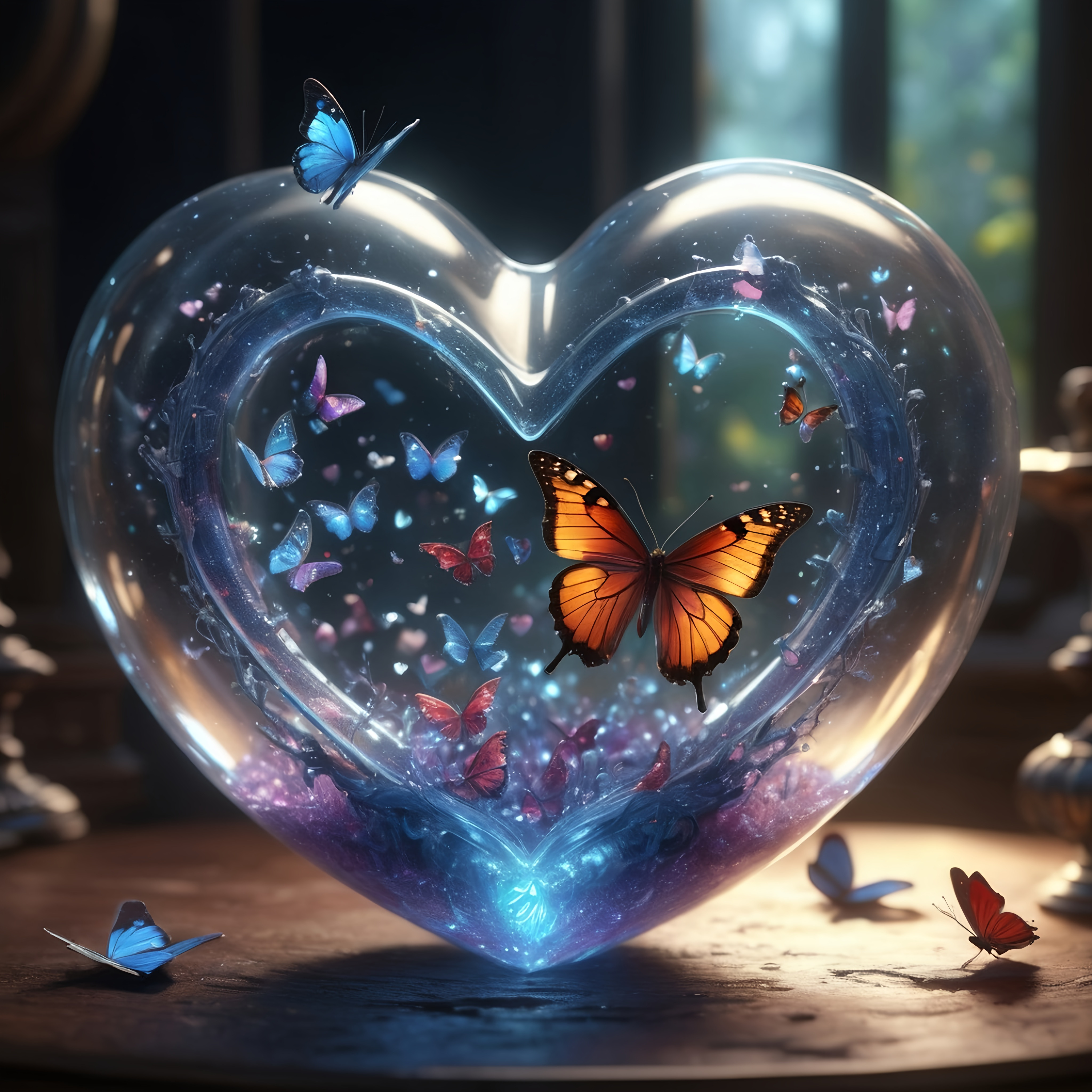 insanely detailed gorgeous Glass_Heart with a magica... | OpenArt