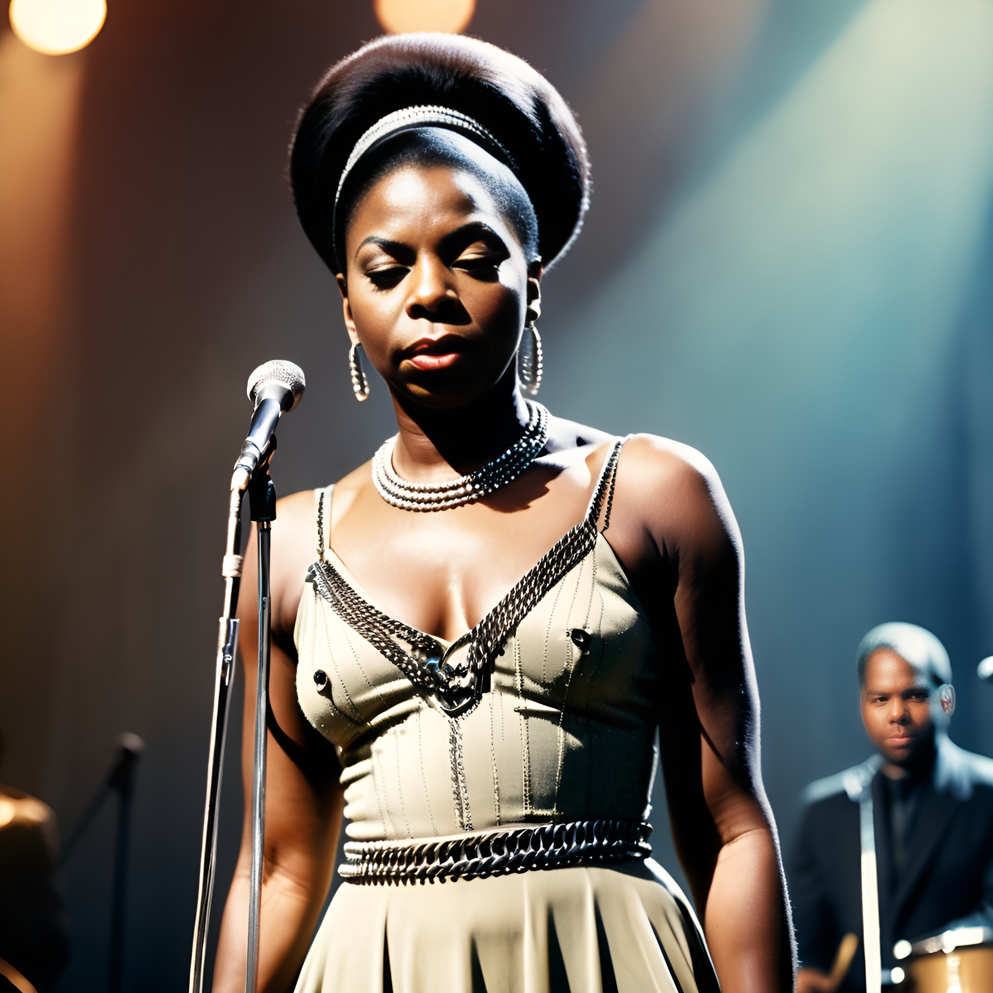 nina simone, hyper detailed, full body performance o...