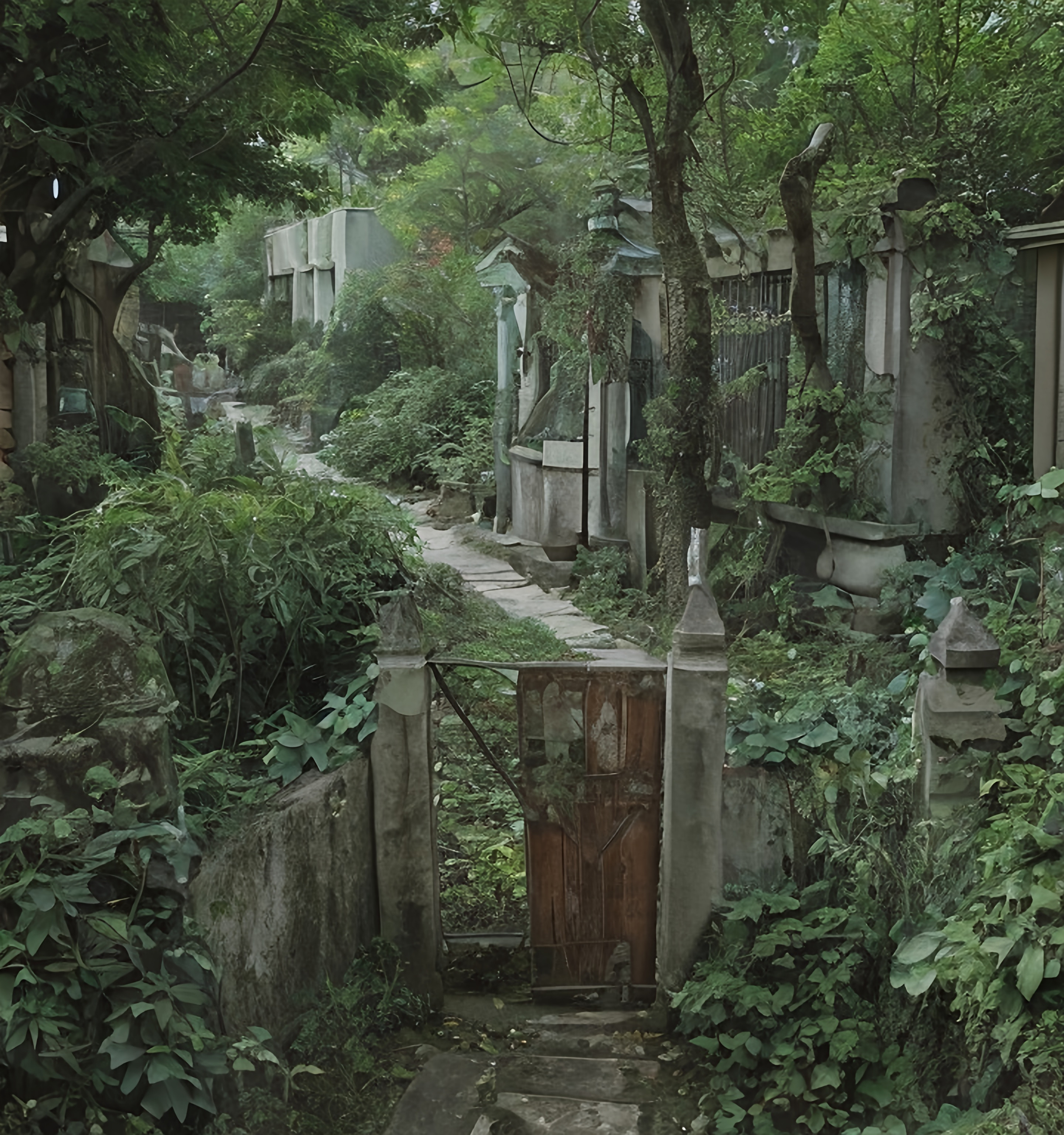overview of an improvised cemetery, shack tombs, can...