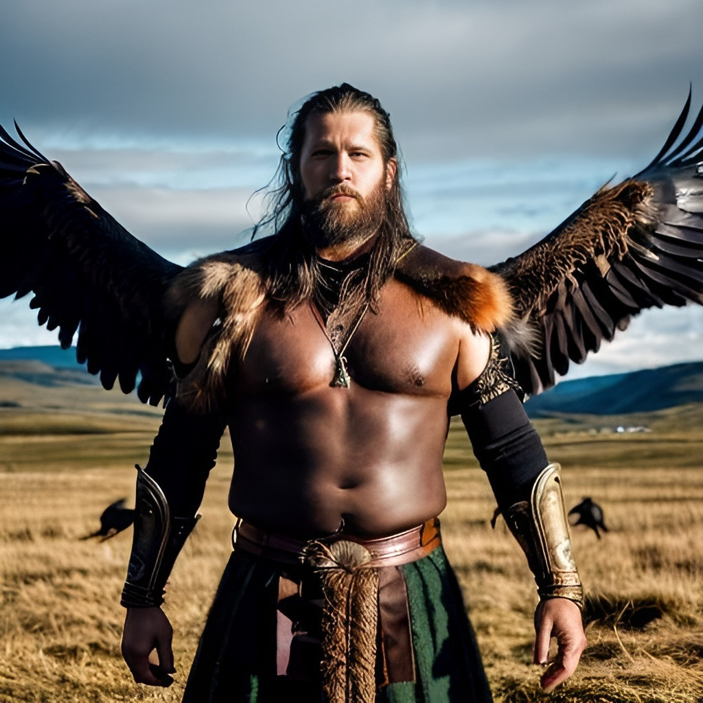 Photorealistic depiction of Oden from Norse mytholog...