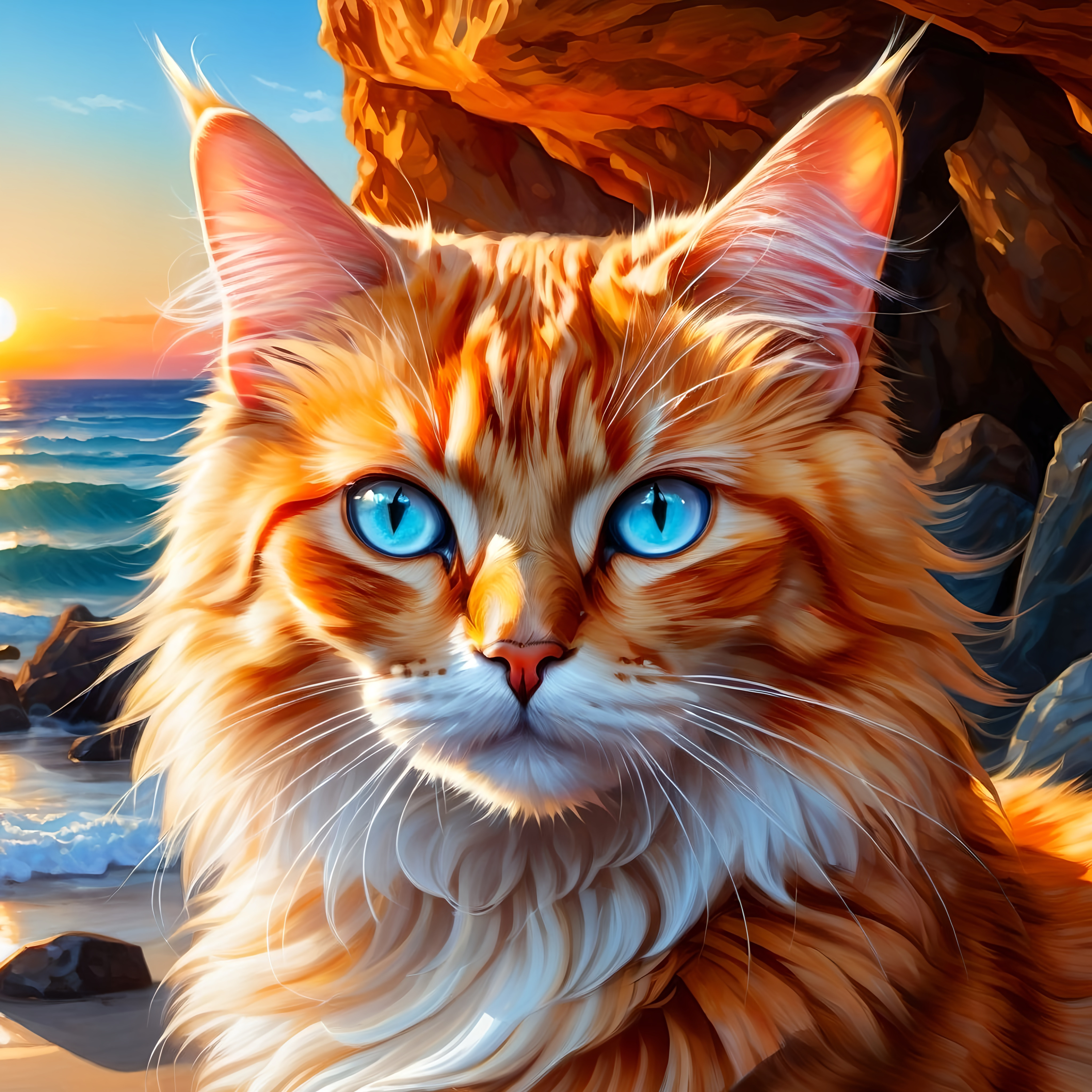 portrait of a stunning beautiful cat with {smoky ora...