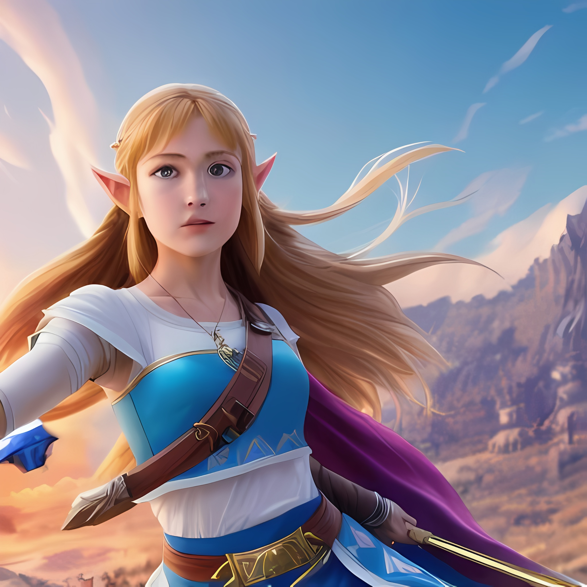 Princess Zelda, action scene, 8k, High detail RAW co...
