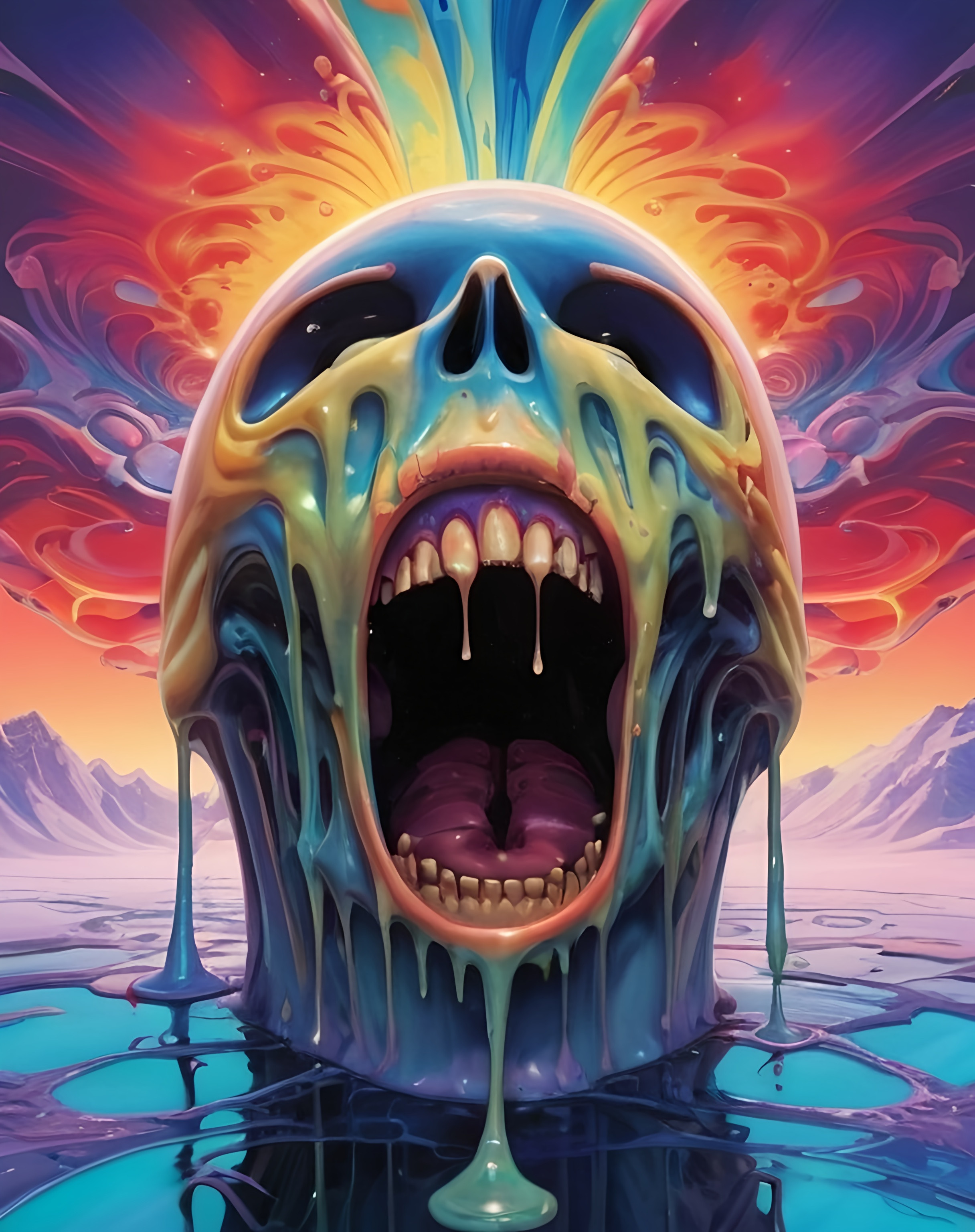 Psychedelic hallucination of reality melting, ego de...