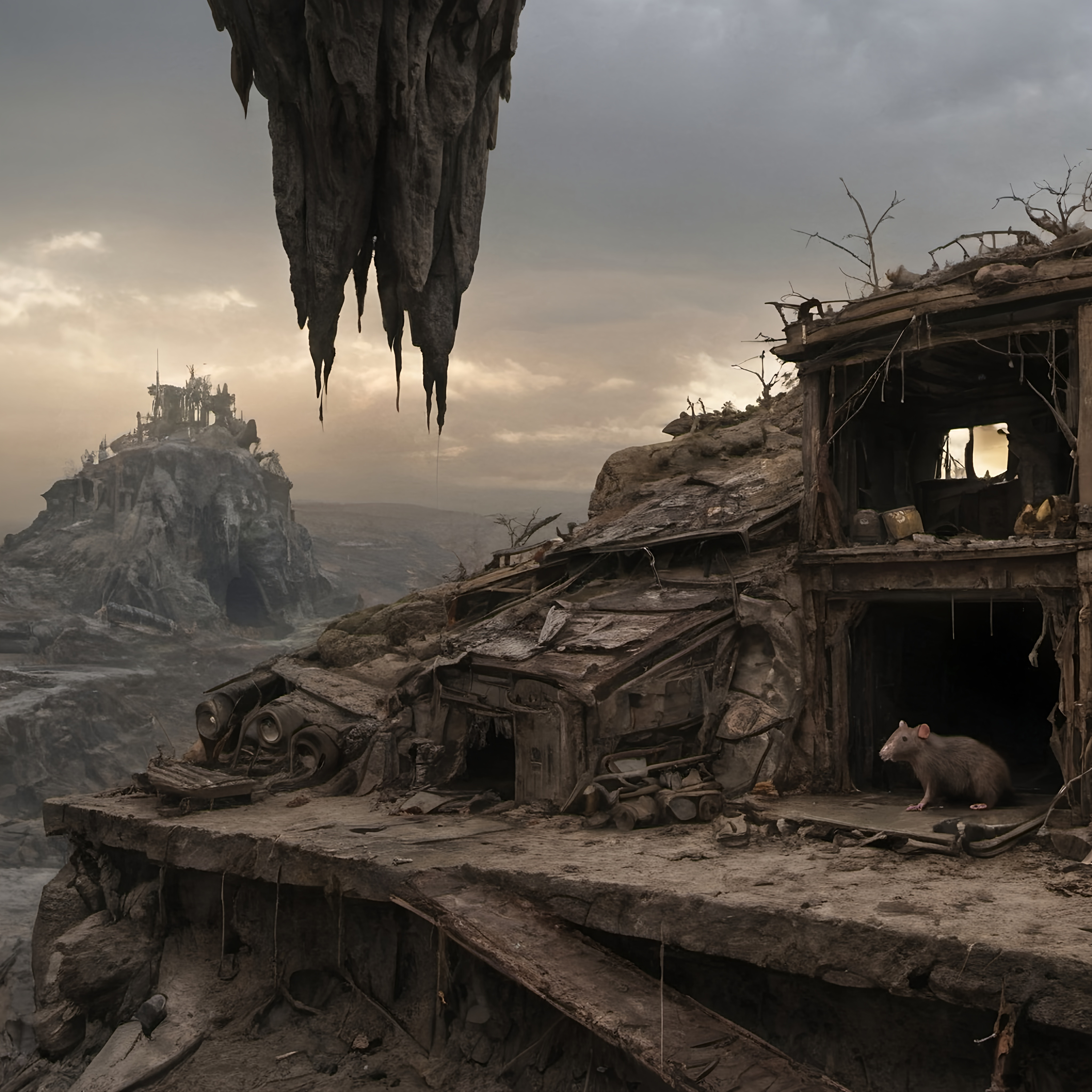 Rat bear Post apocalyptic cave
