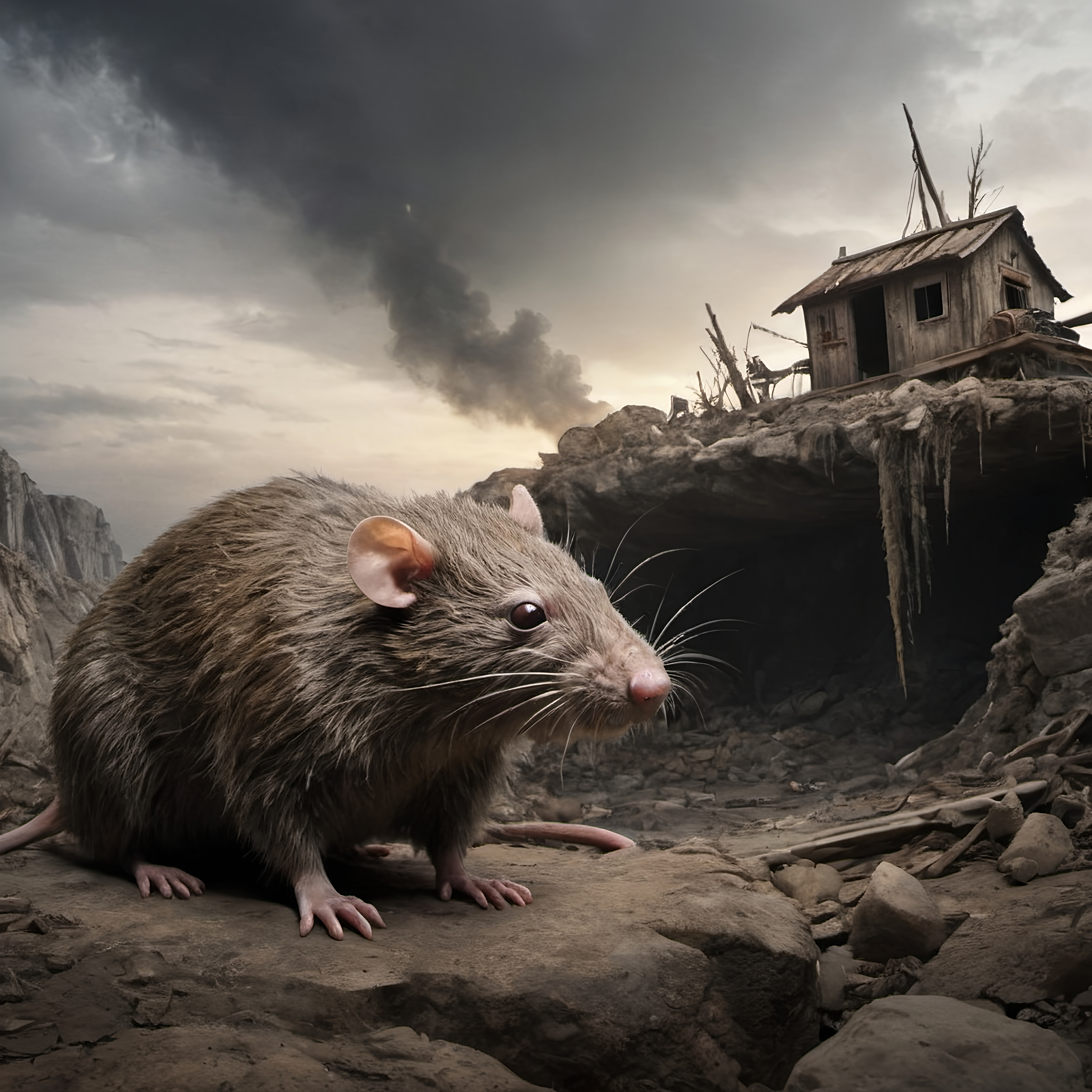 Rat bear Post apocalyptic cave
