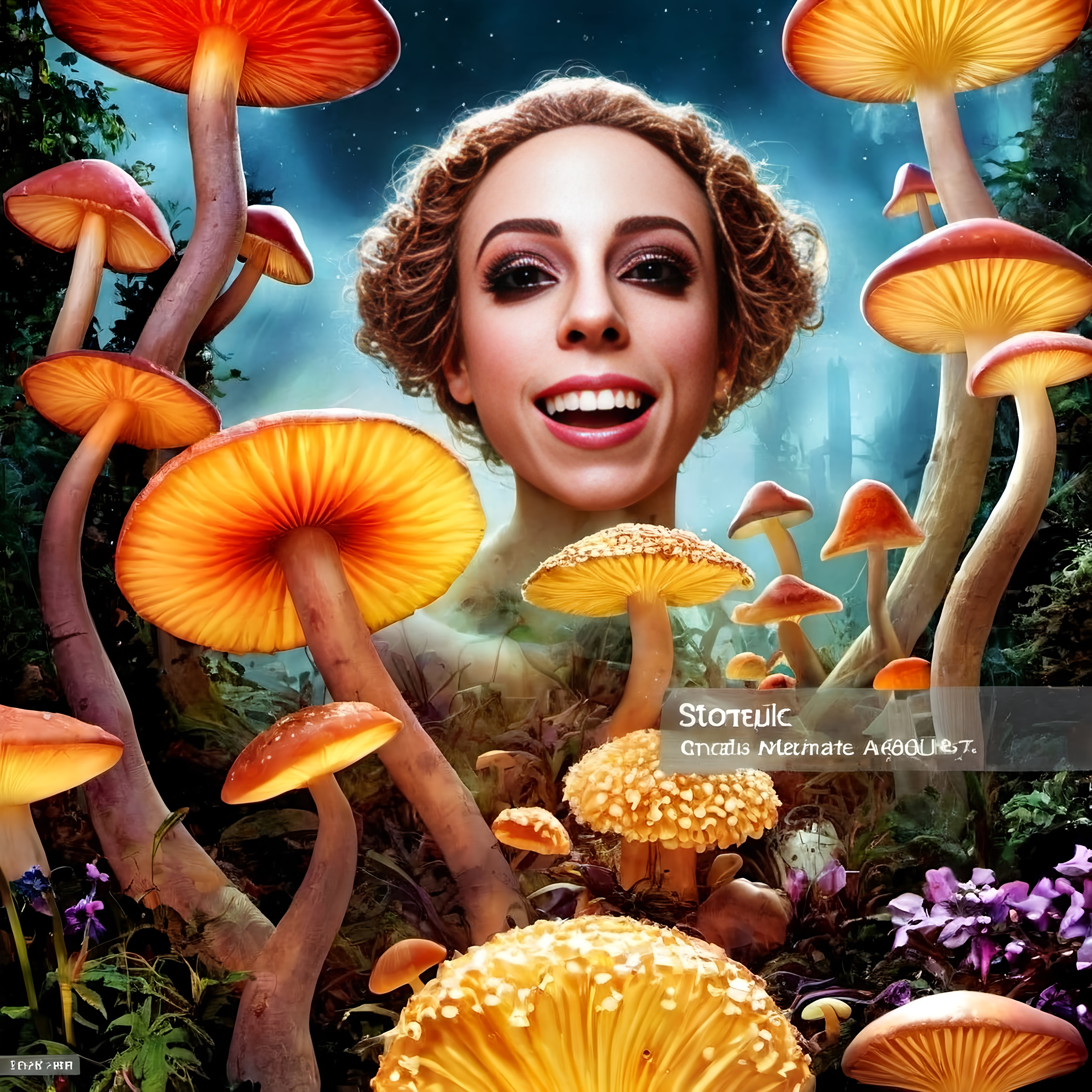 Surreal mushroom dreamland, glowing mushrooms, vivid...