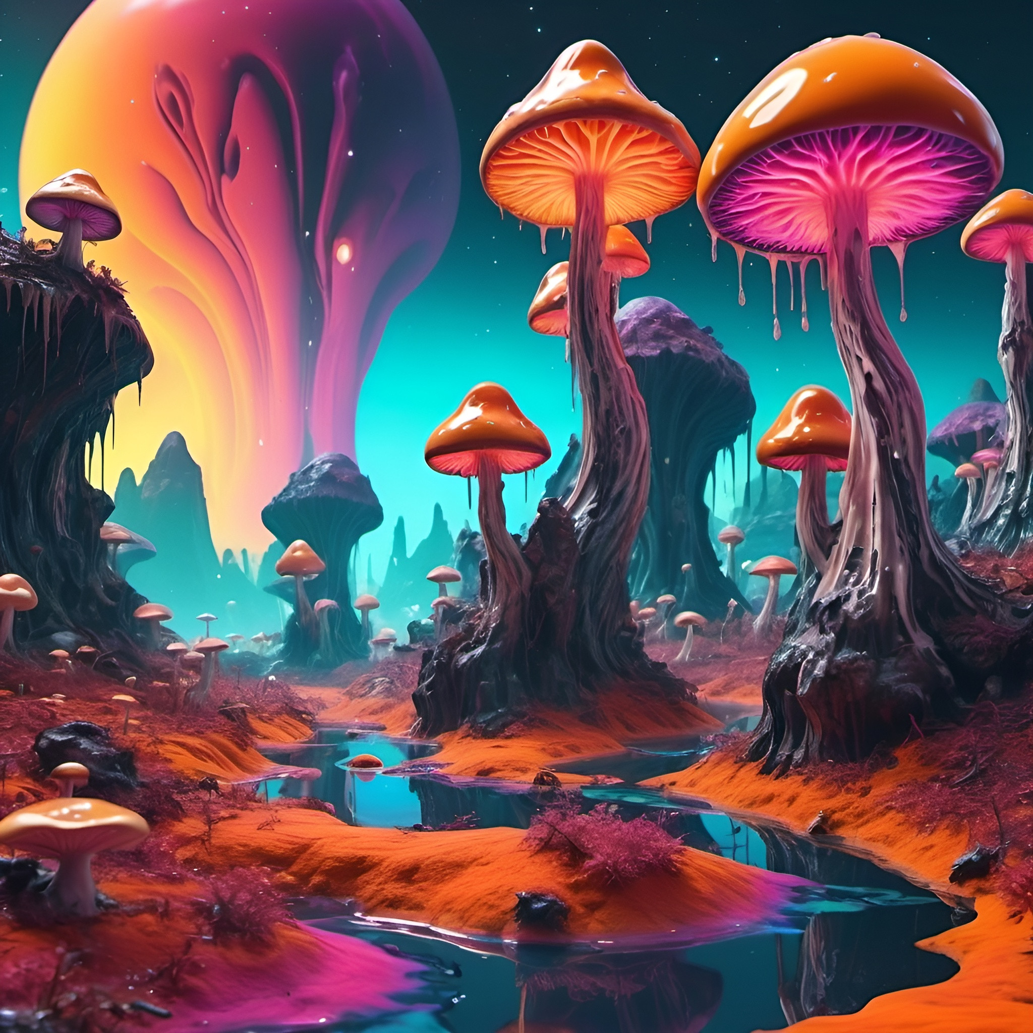 melting, drooping, dripping, smooth psychedelic dist...