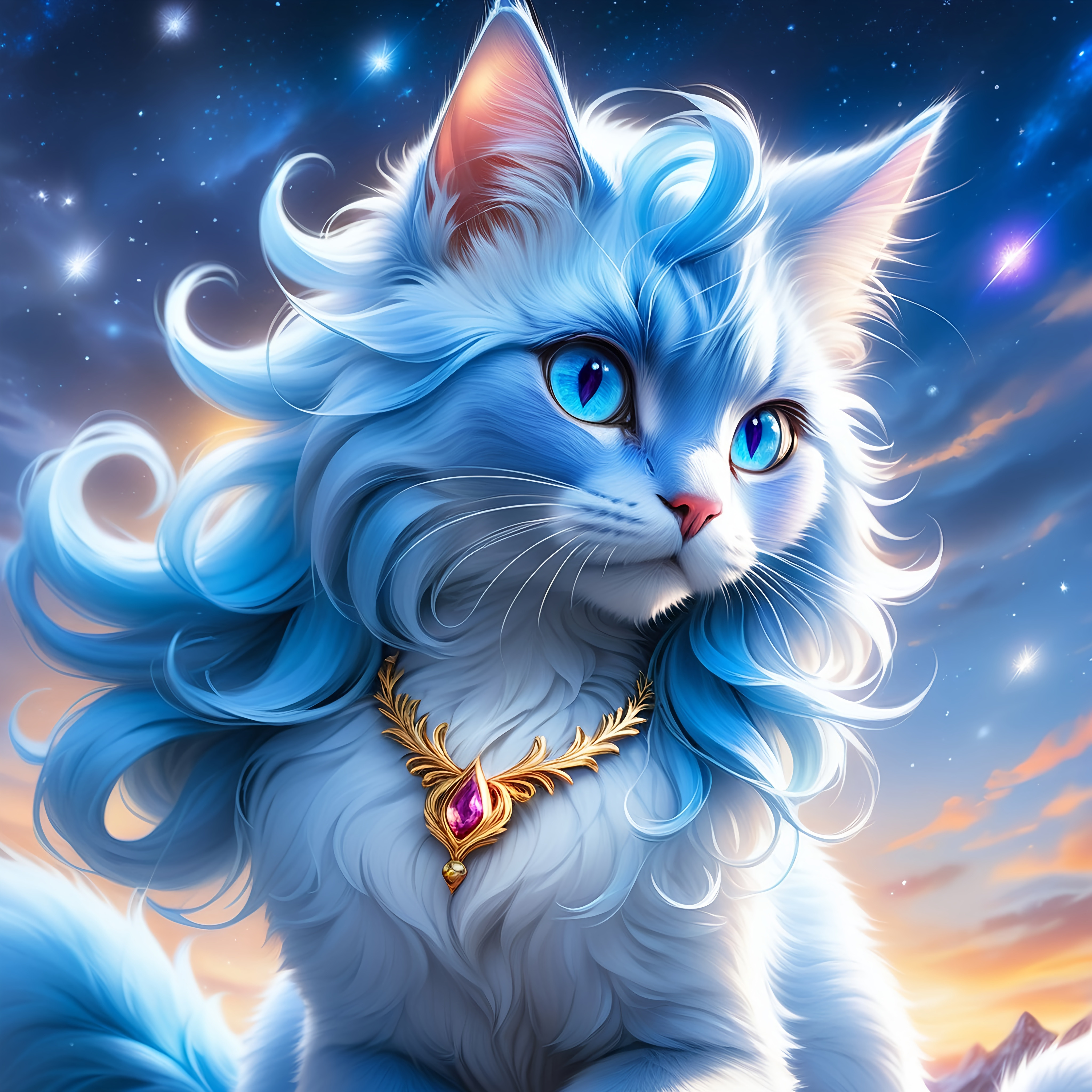warrior cat with {russian blue fur} and {crystal blu... | OpenArt