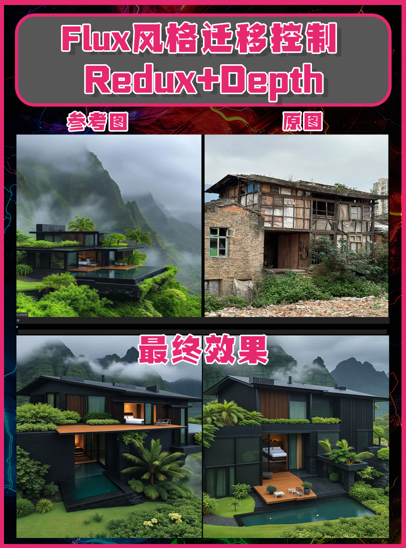 Flux洗图Redux+Depth风格迁移控制工作流-StarAI | ComfyUI Workflow