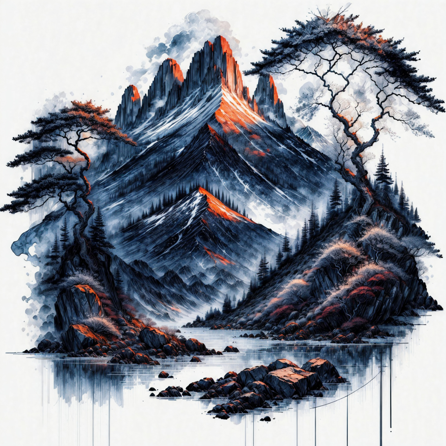 Ink scenery Art - SD1.5 - Simple - Laptop configuration | ComfyUI Workflow