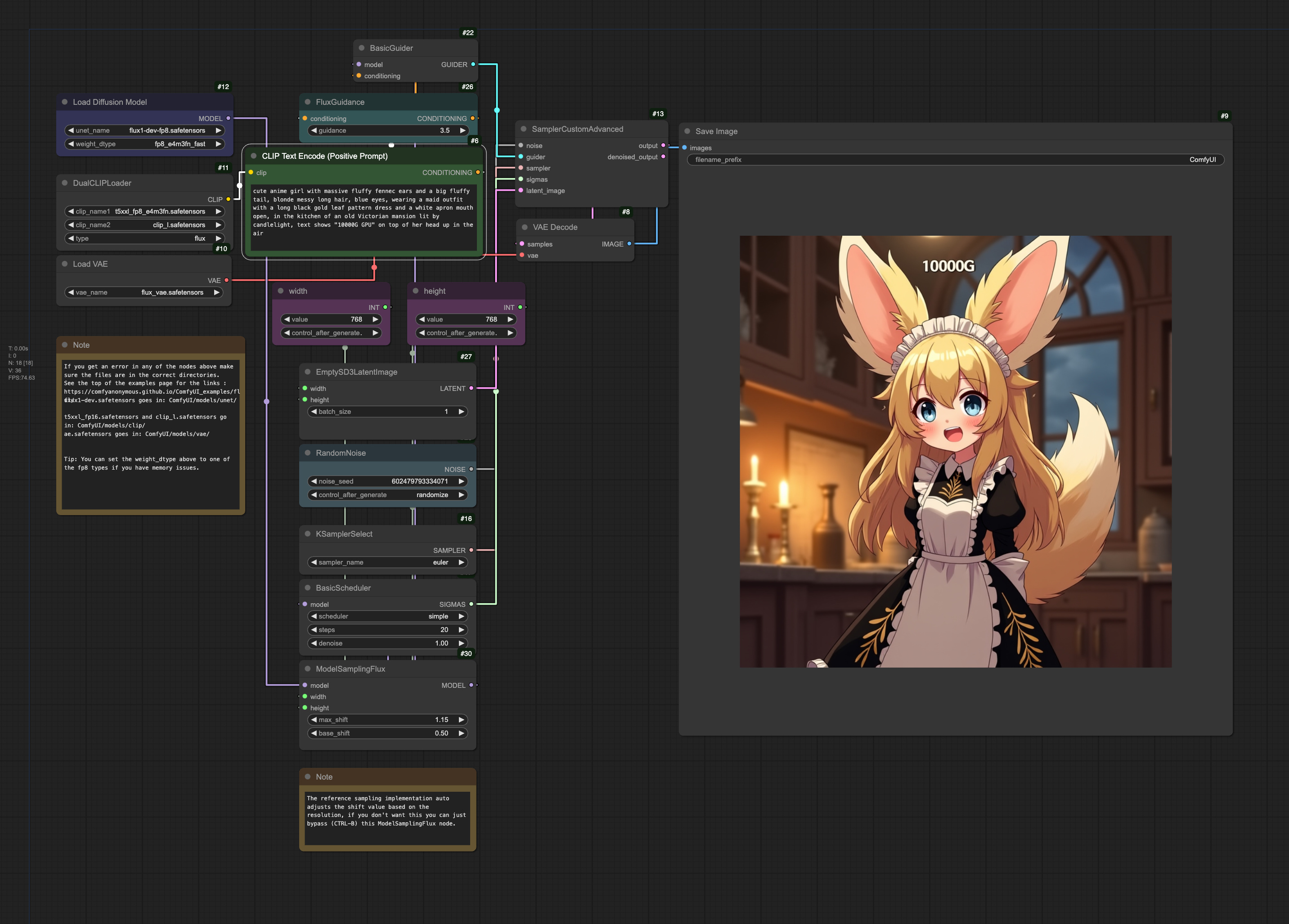 Flux workflow - 免費GPU視頻裡使用的Flux工作流 | ComfyUI Workflow