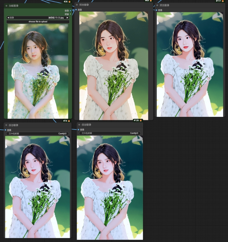 Picture transfer + face refinement + color adjustment | ComfyUI Workflow