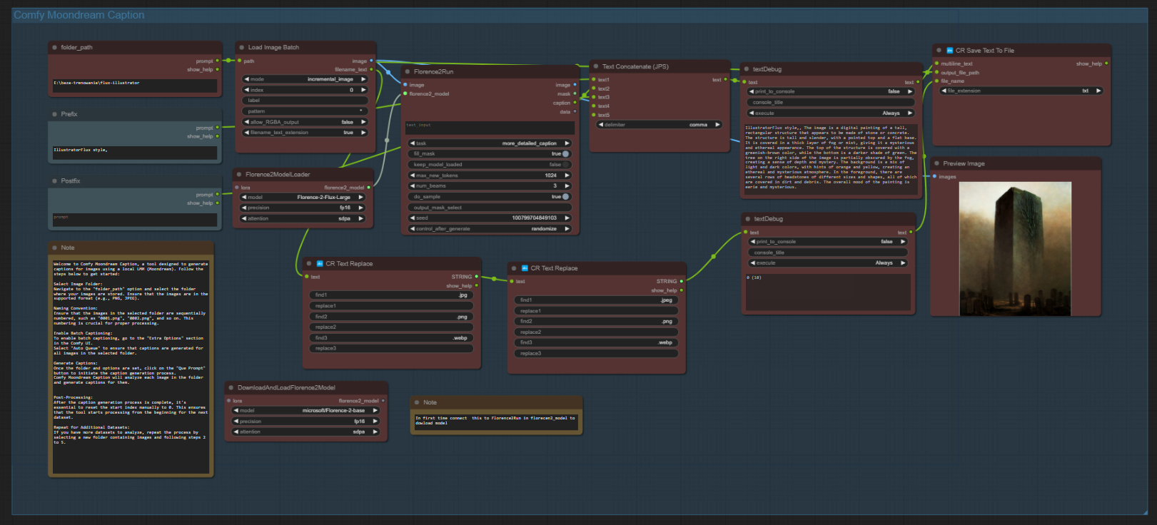 Florence 2 Flux Large Captioner workflow | ComfyUI Workflow