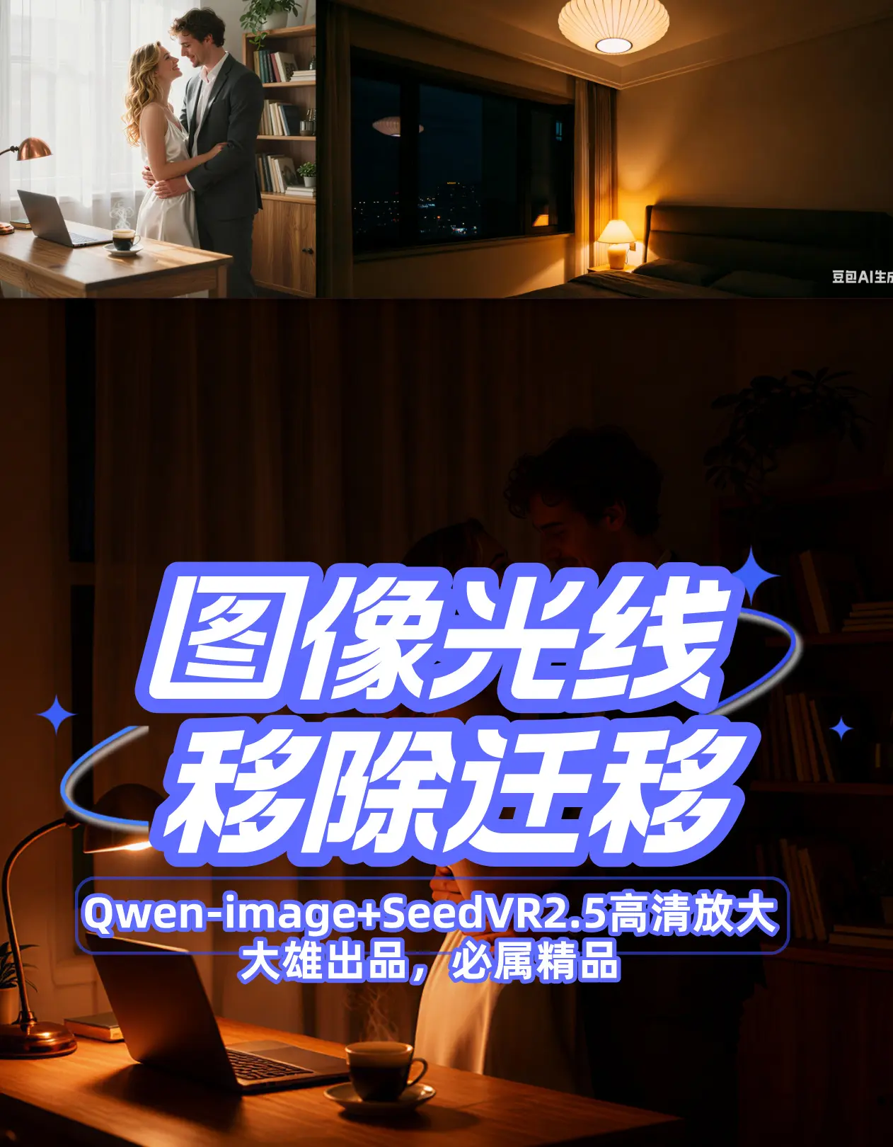 Image light removal and transfer using Qwen-Edit-2509 + SeedVR2.5 high ...