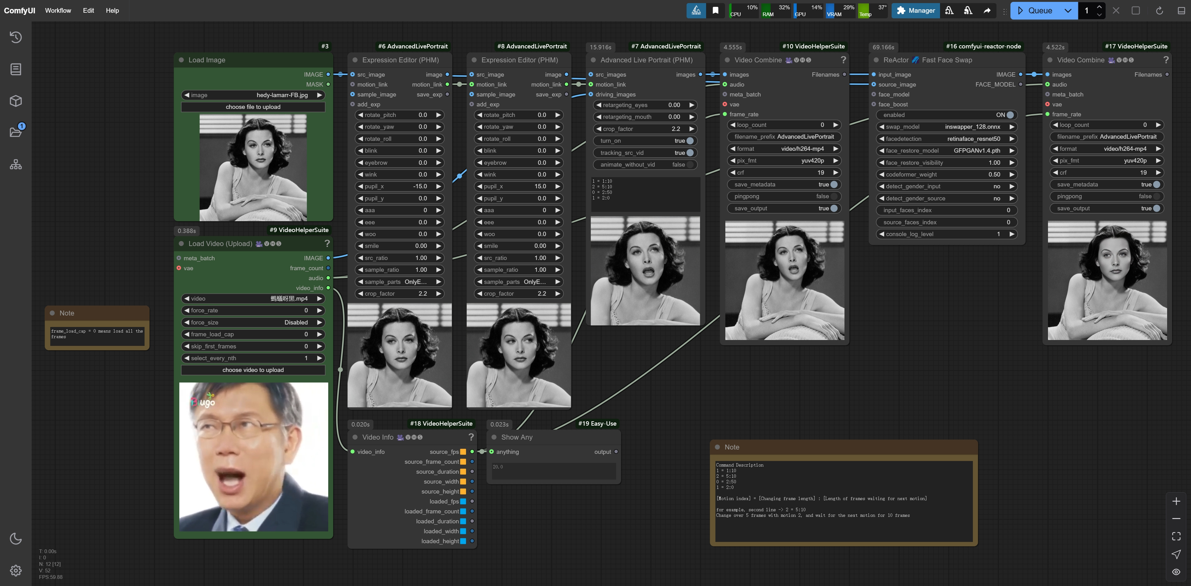 AdvancedLivePortrait + ReActor | ComfyUI Workflow