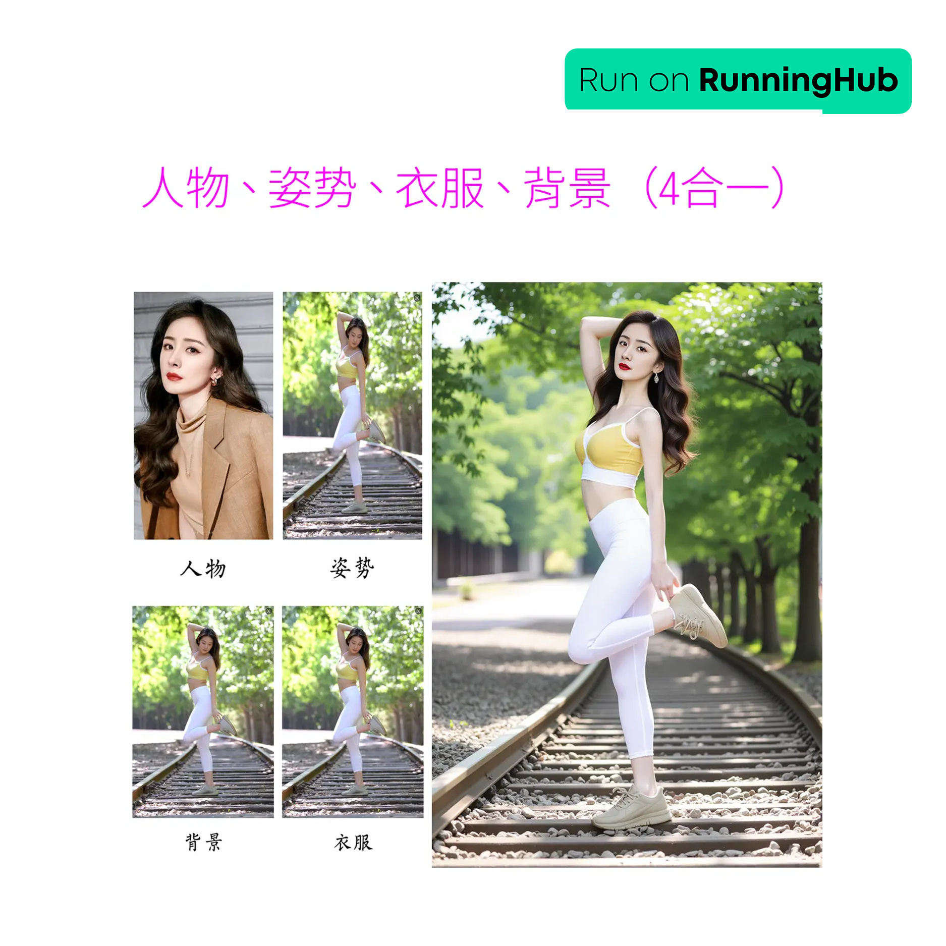 Character, pose, background, clothes, 4 in 1 | ComfyUI Workflow