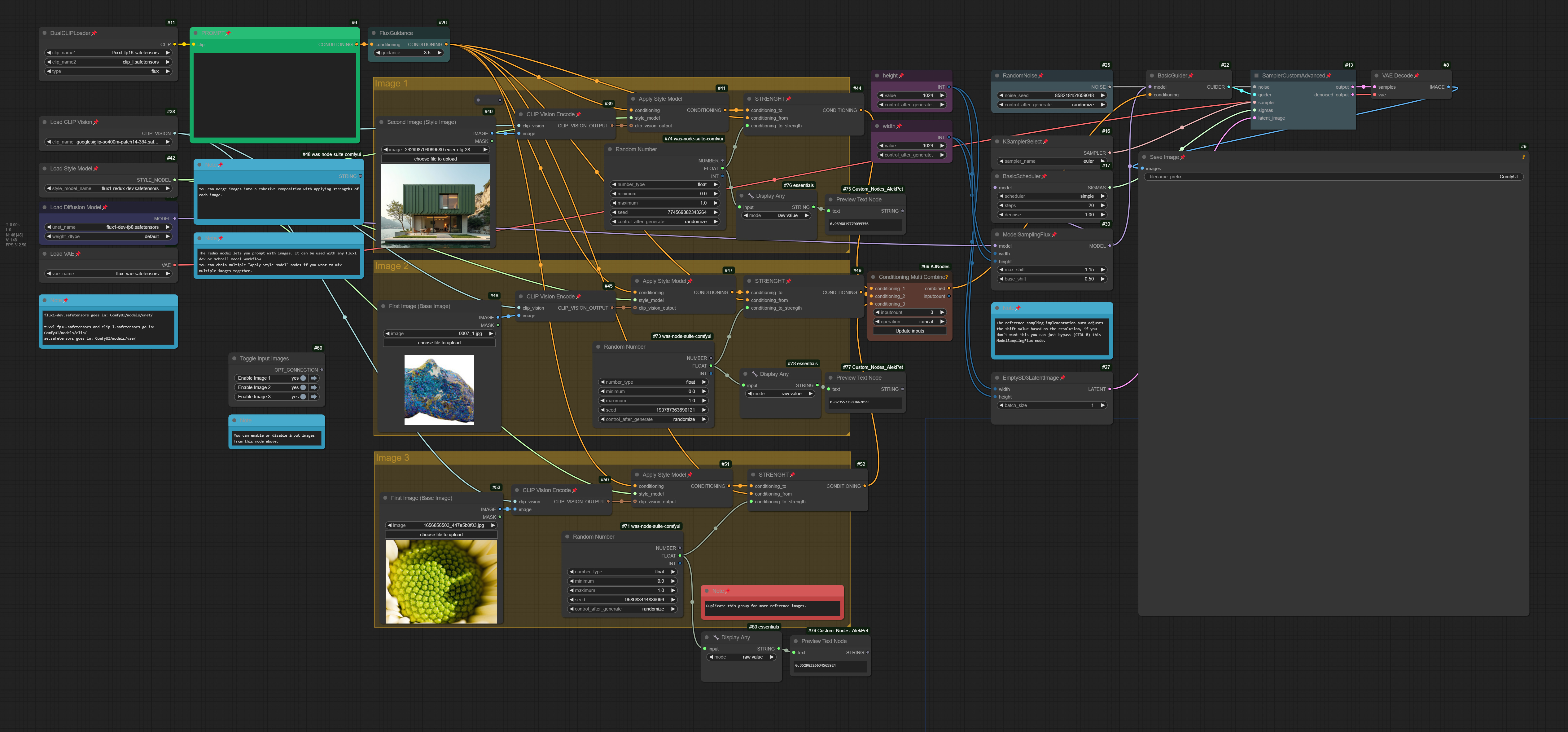 Flux 1 Redux Merge Images with Random Weight | ComfyUI Workflow