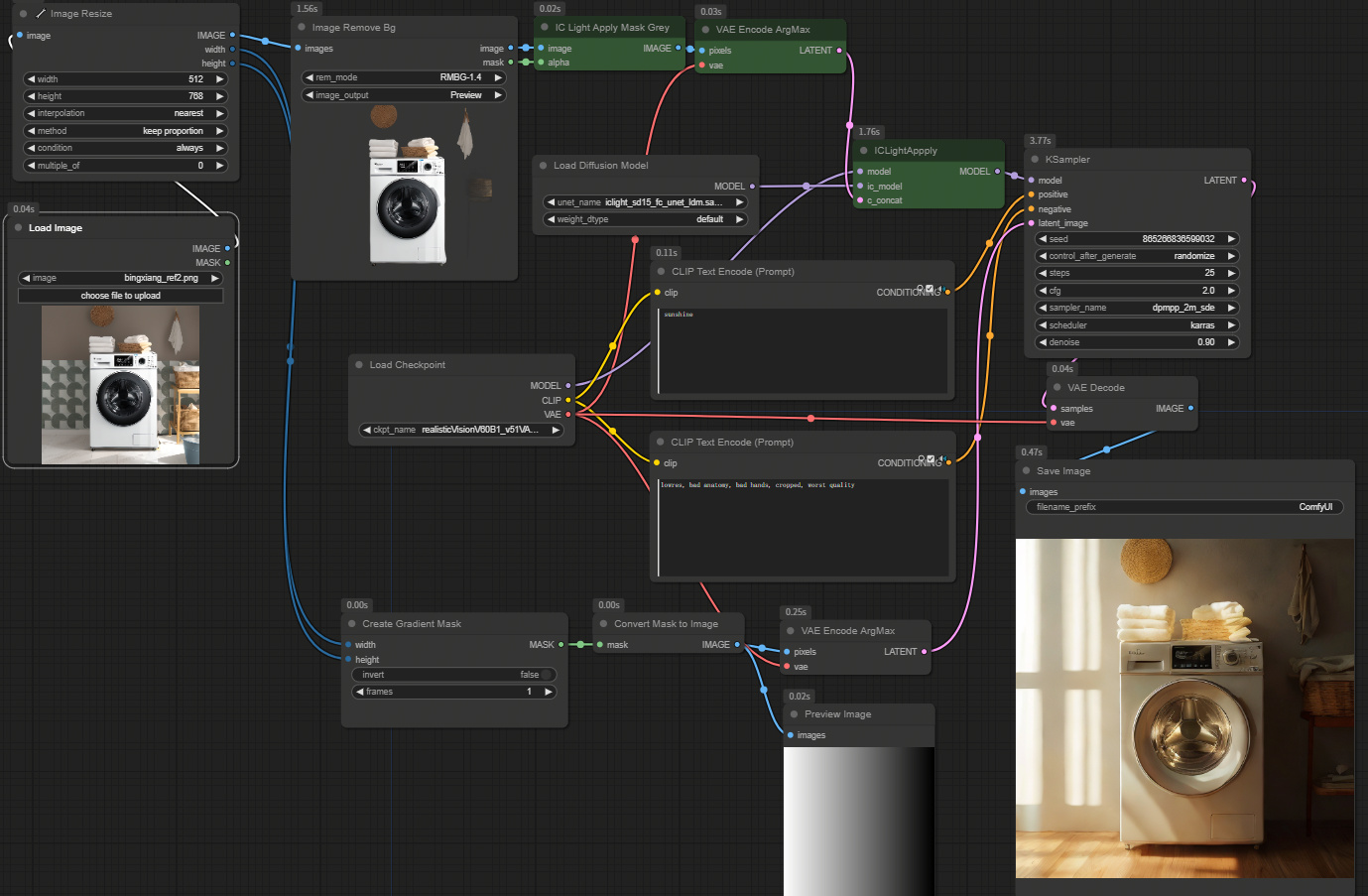 IC-Light-Native.Given FG and light map, Genereate BG and relight.Light ...