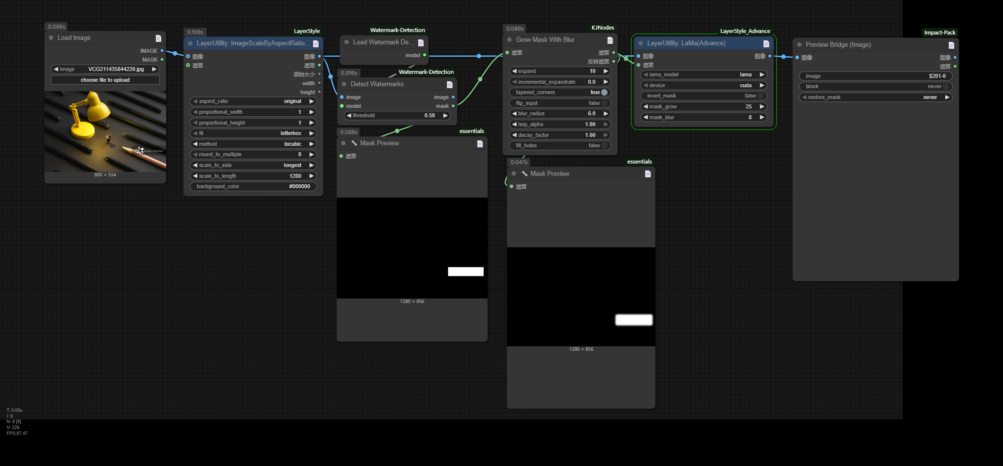 watermark detection+grokmask+lama | ComfyUI Workflow
